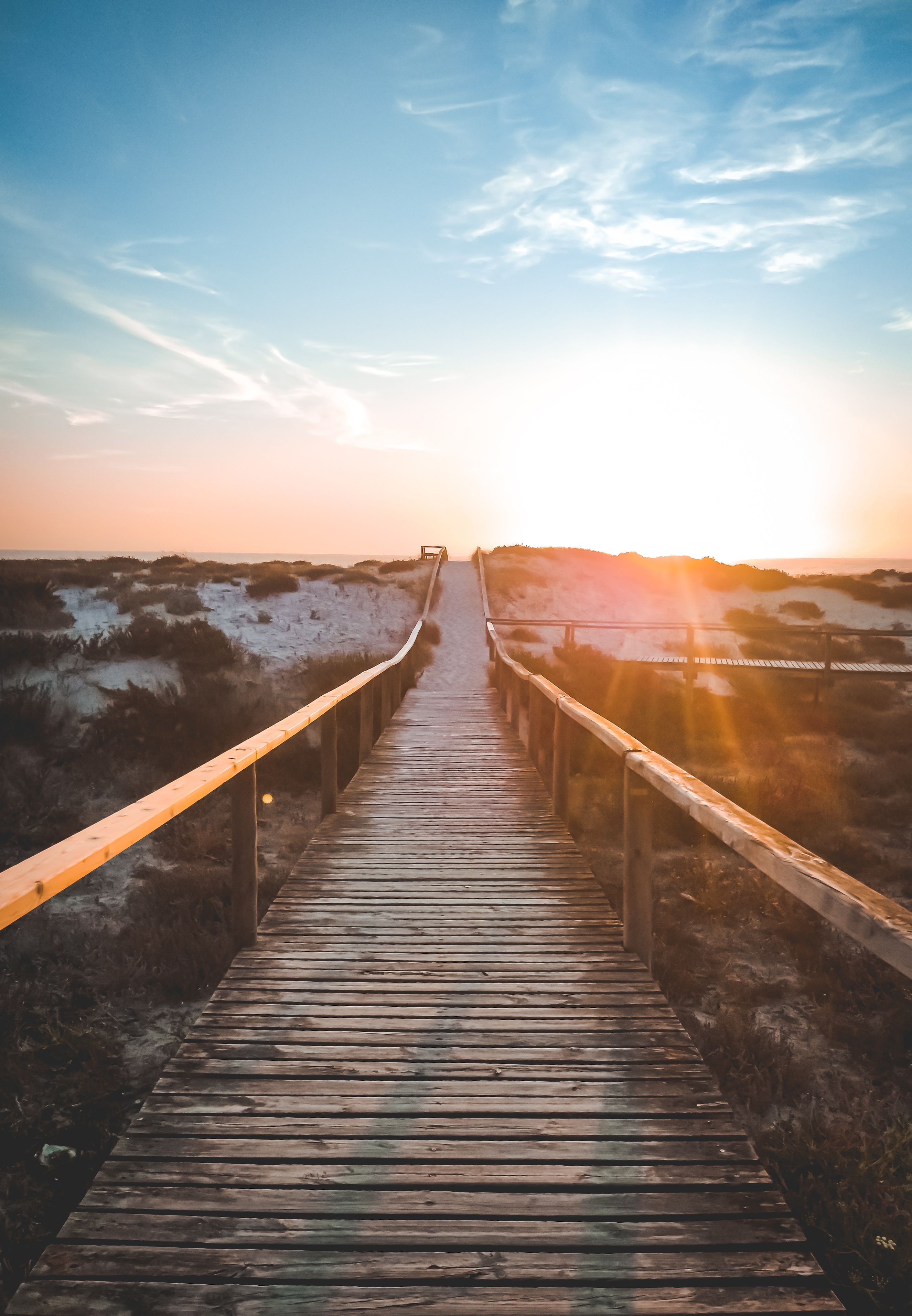 Sunset Beach Bridge Brown Wooden Bridge During Sunset · Free Stock