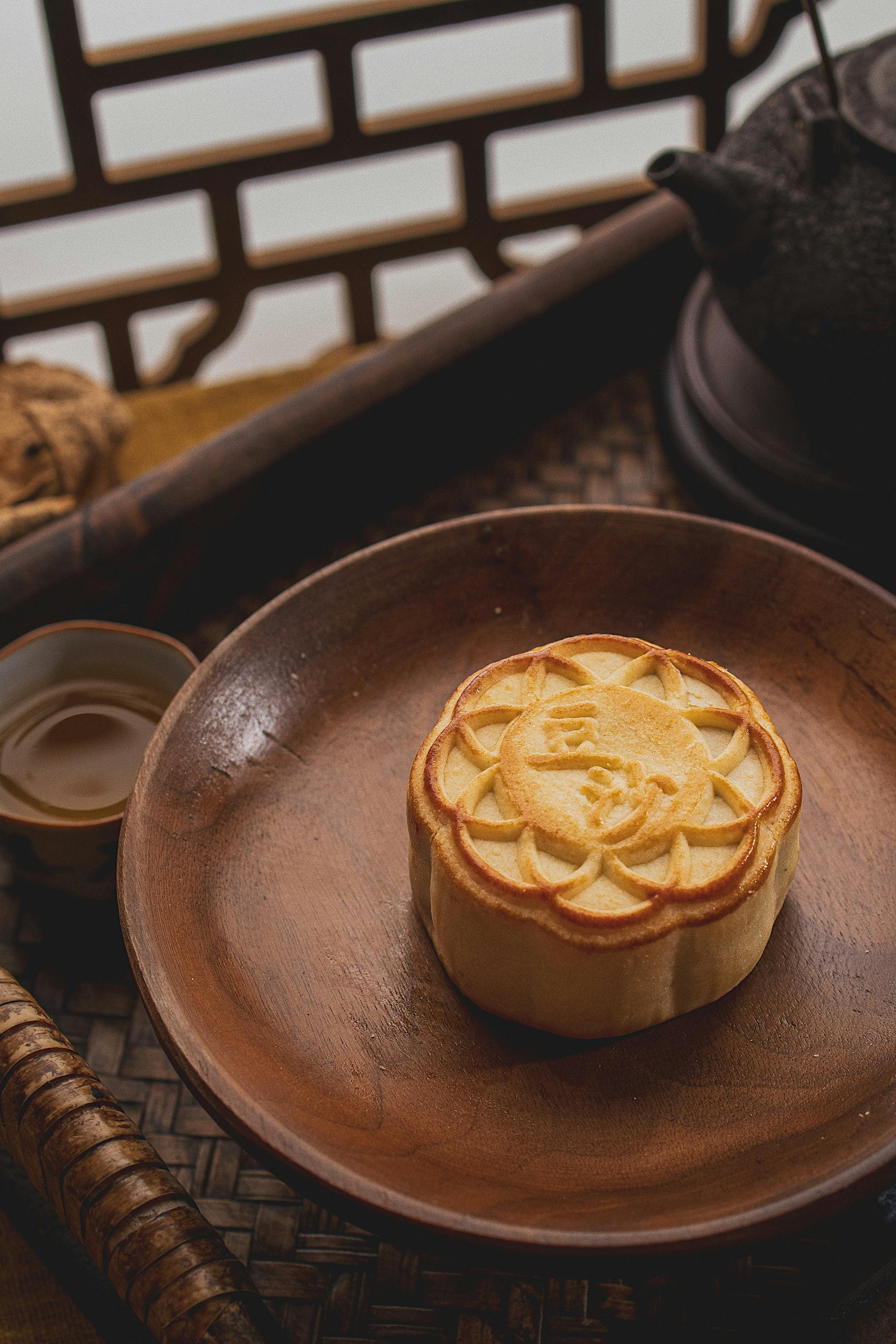 Mooncake on a Brown Plate · Free Stock Photo