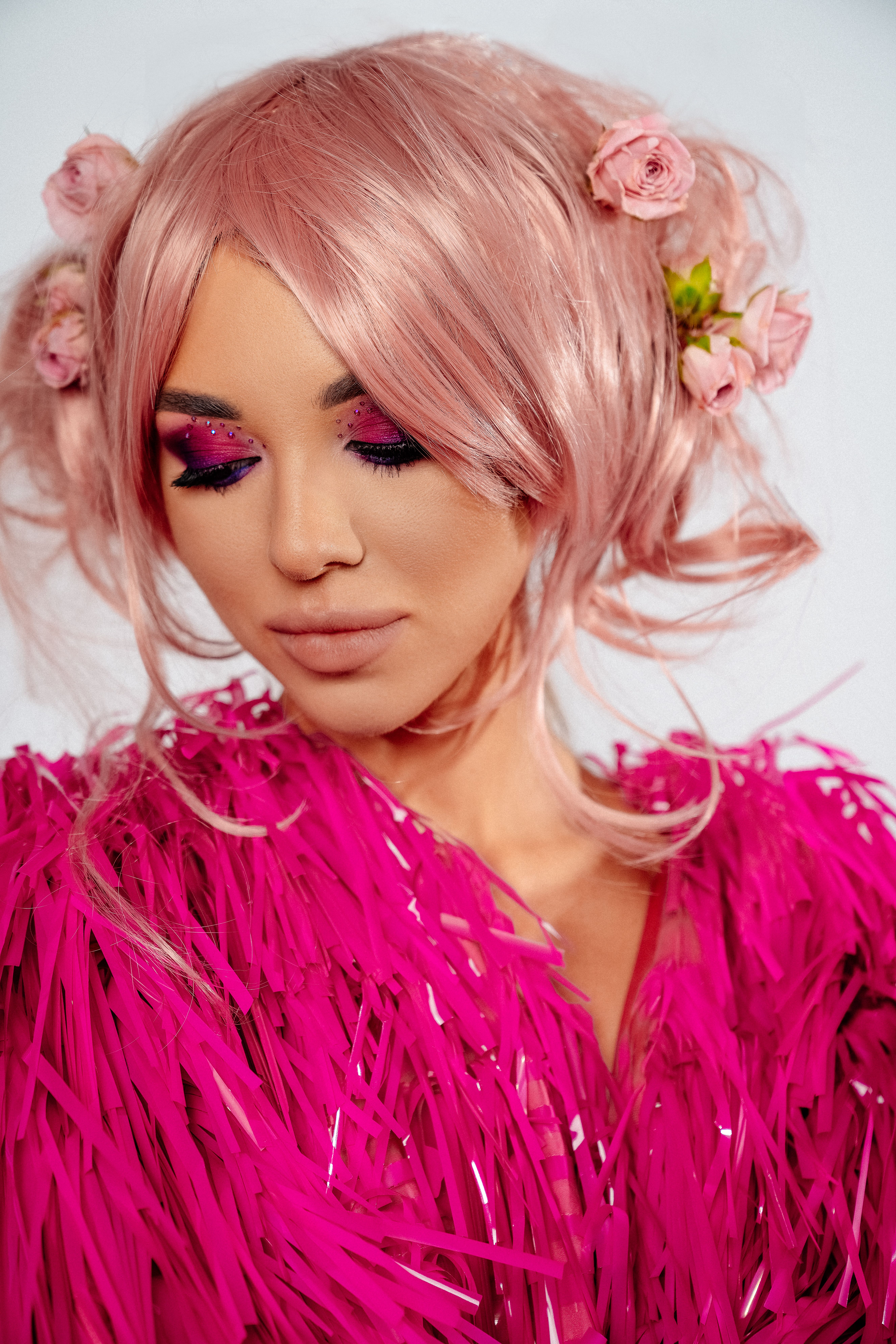 Woman with Pink Hair Wearing a Fringe Top · Free Stock Photo