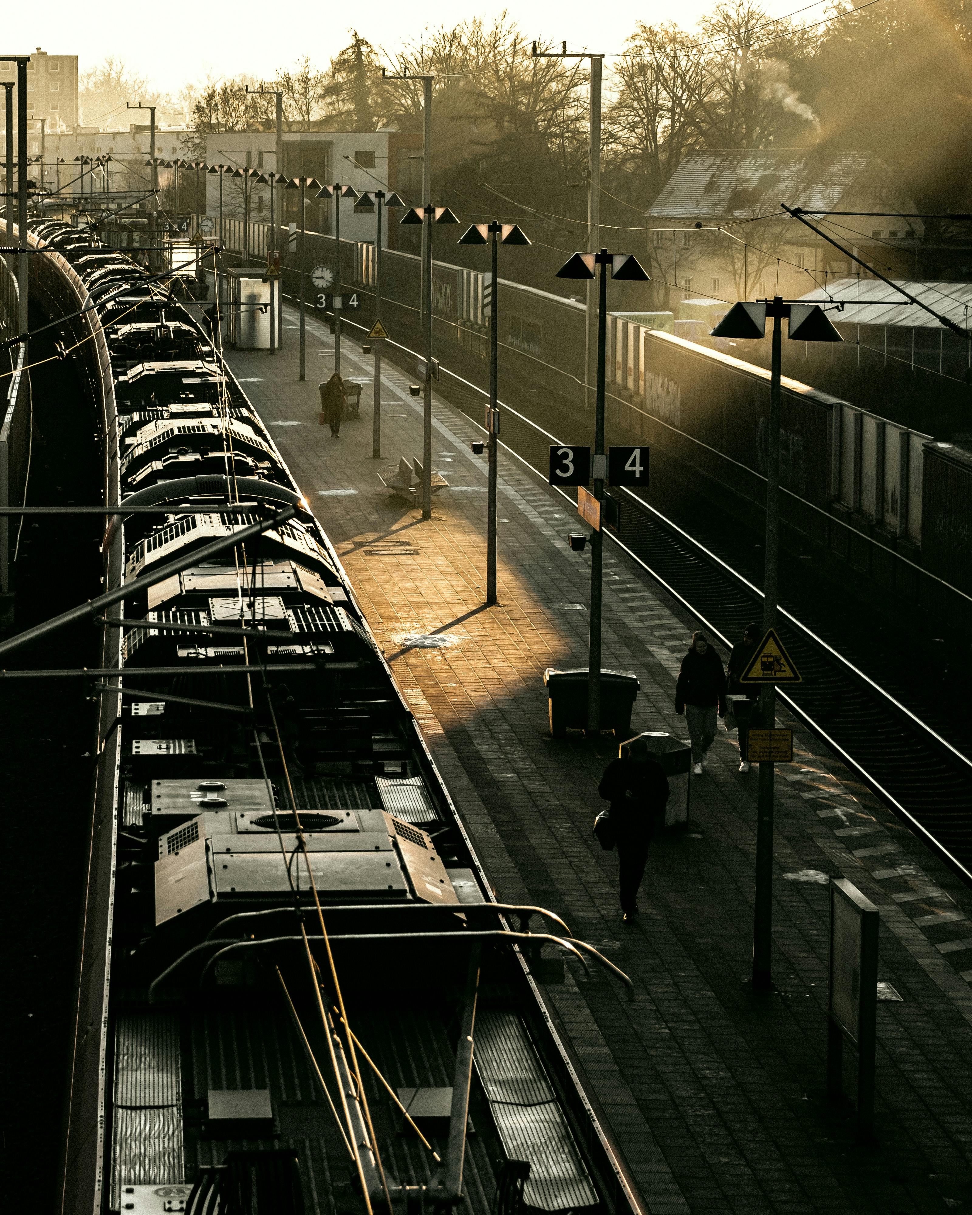 High Angle Shot of a Long Train at the Train Station · Free Stock Photo