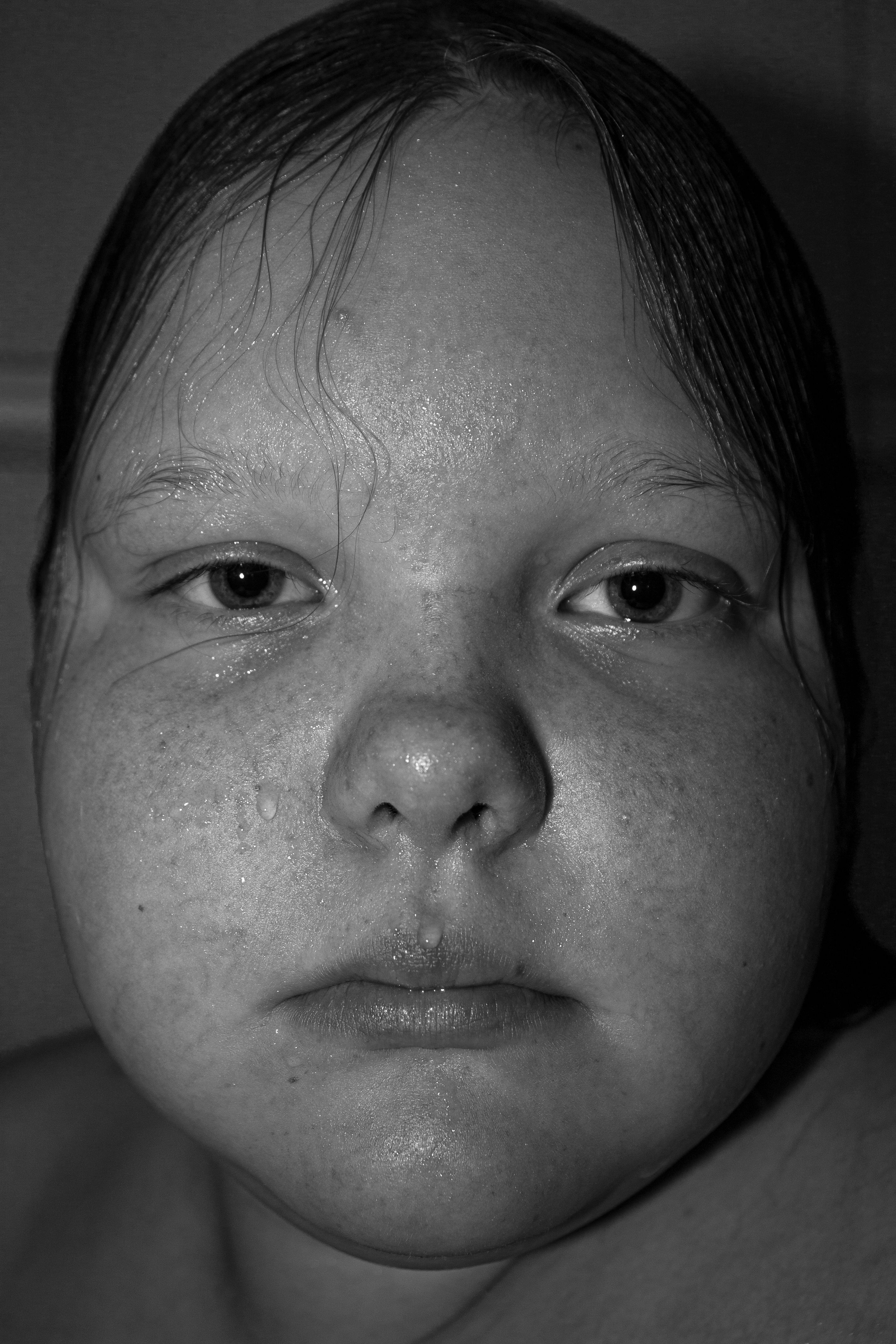Grayscale Photo of a Child Face · Free Stock Photo