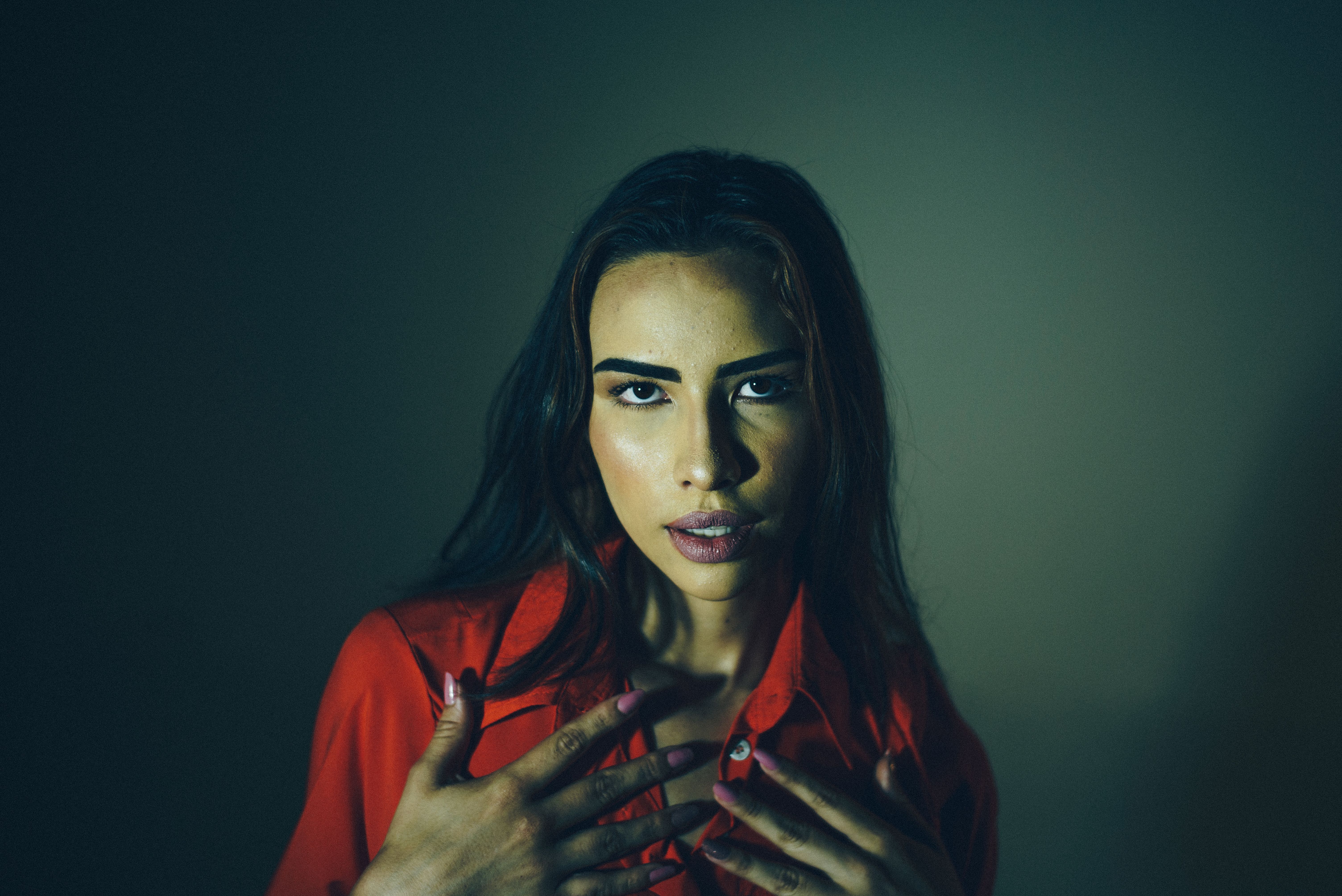 Pretty Woman in Red Button Up Shirt · Free Stock Photo
