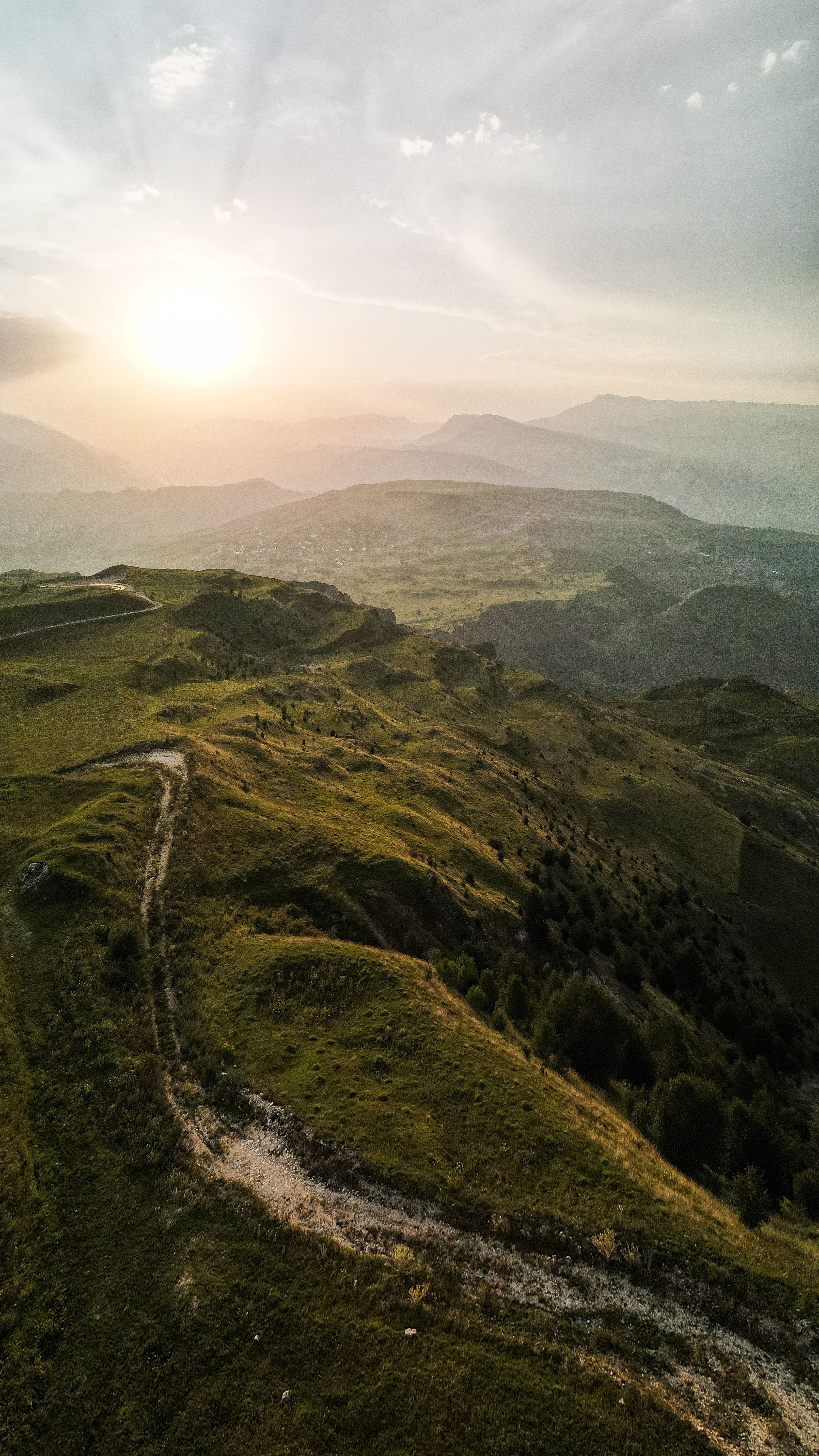 Aerial View of Grass Field on Mountain · Free Stock Photo