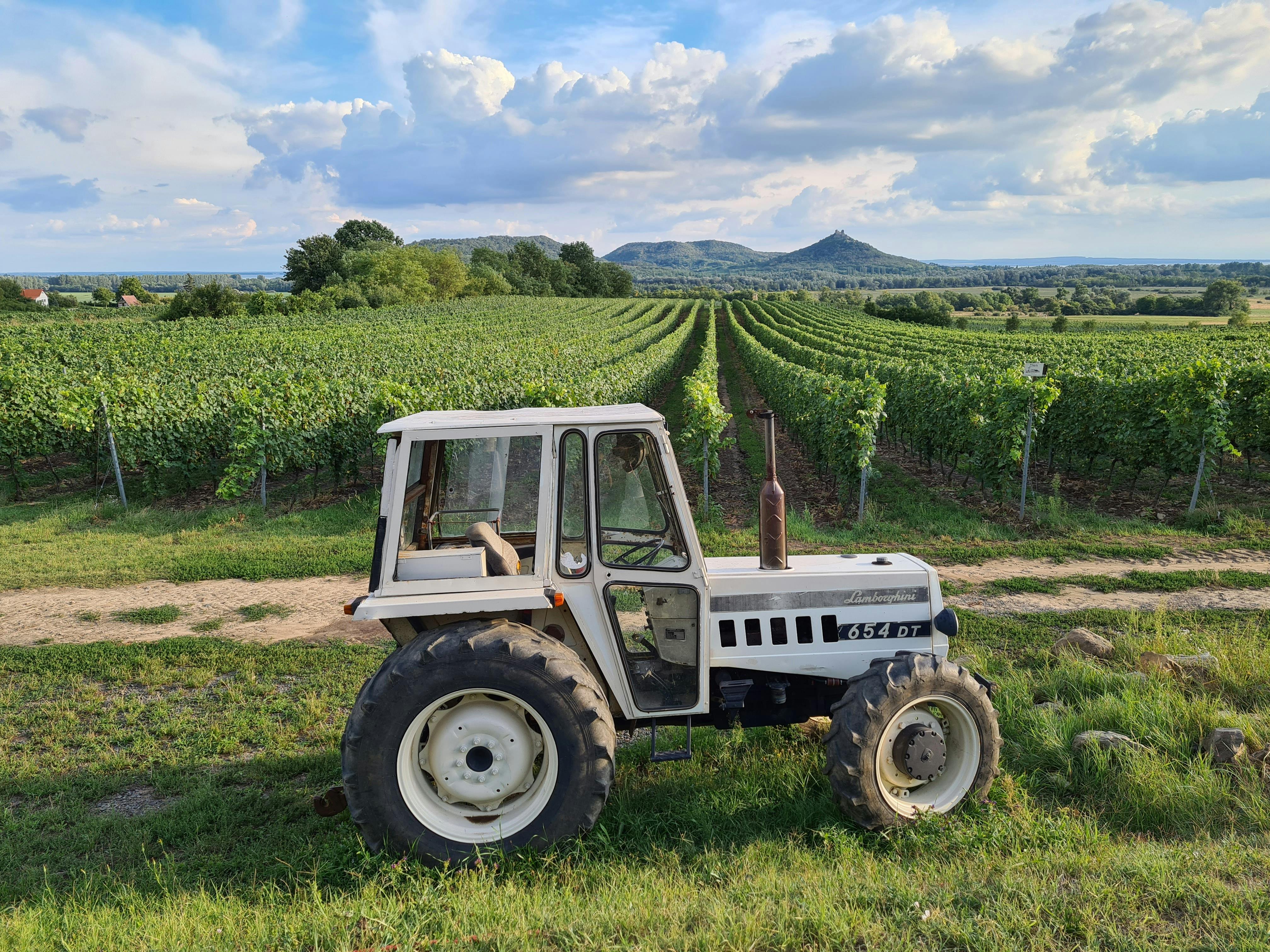 Black and White Tractor on Green Grass Field · Free Stock Photo