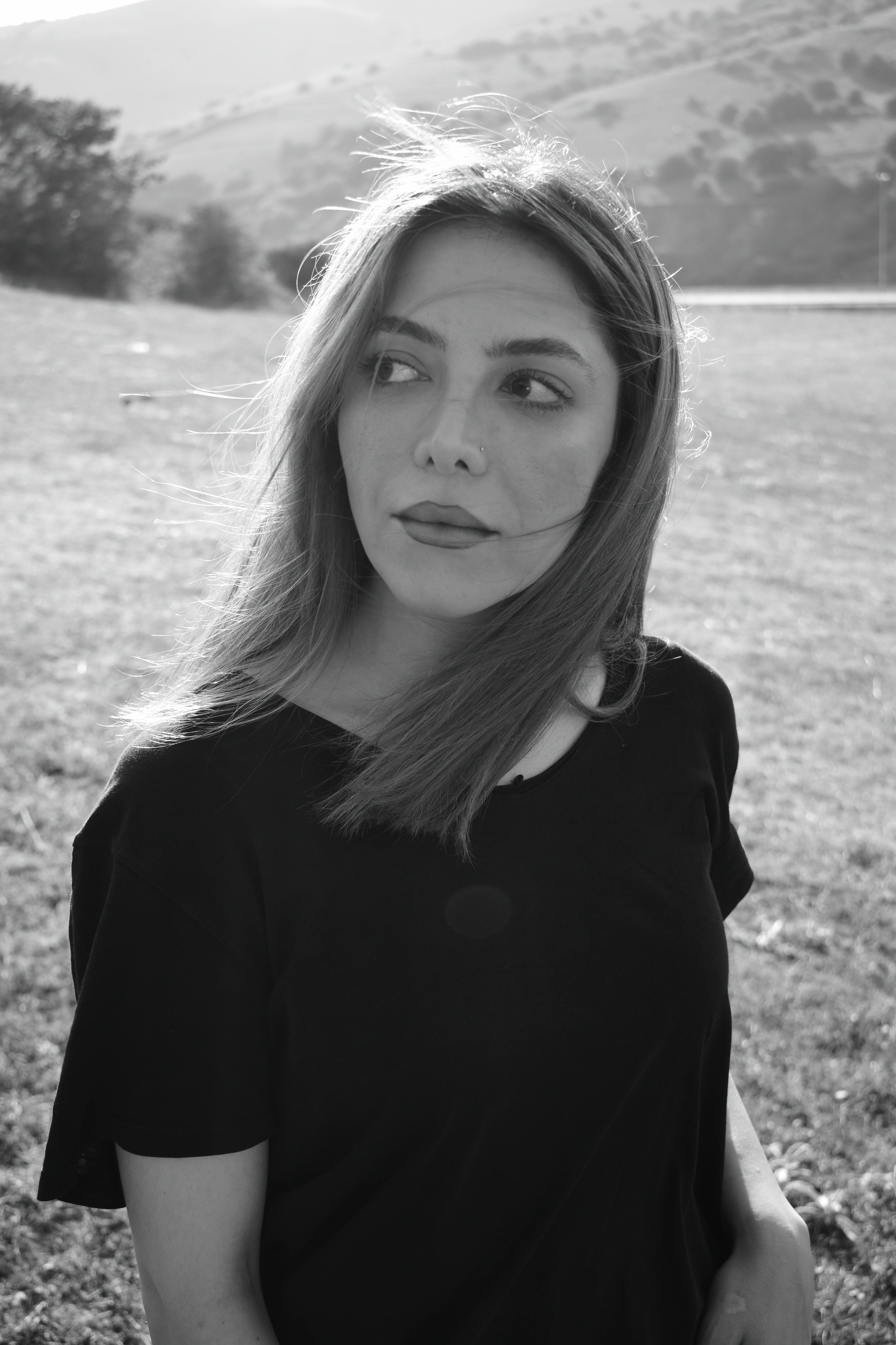 Monochrome Photo Of Girl's Eyes · Free Stock Photo