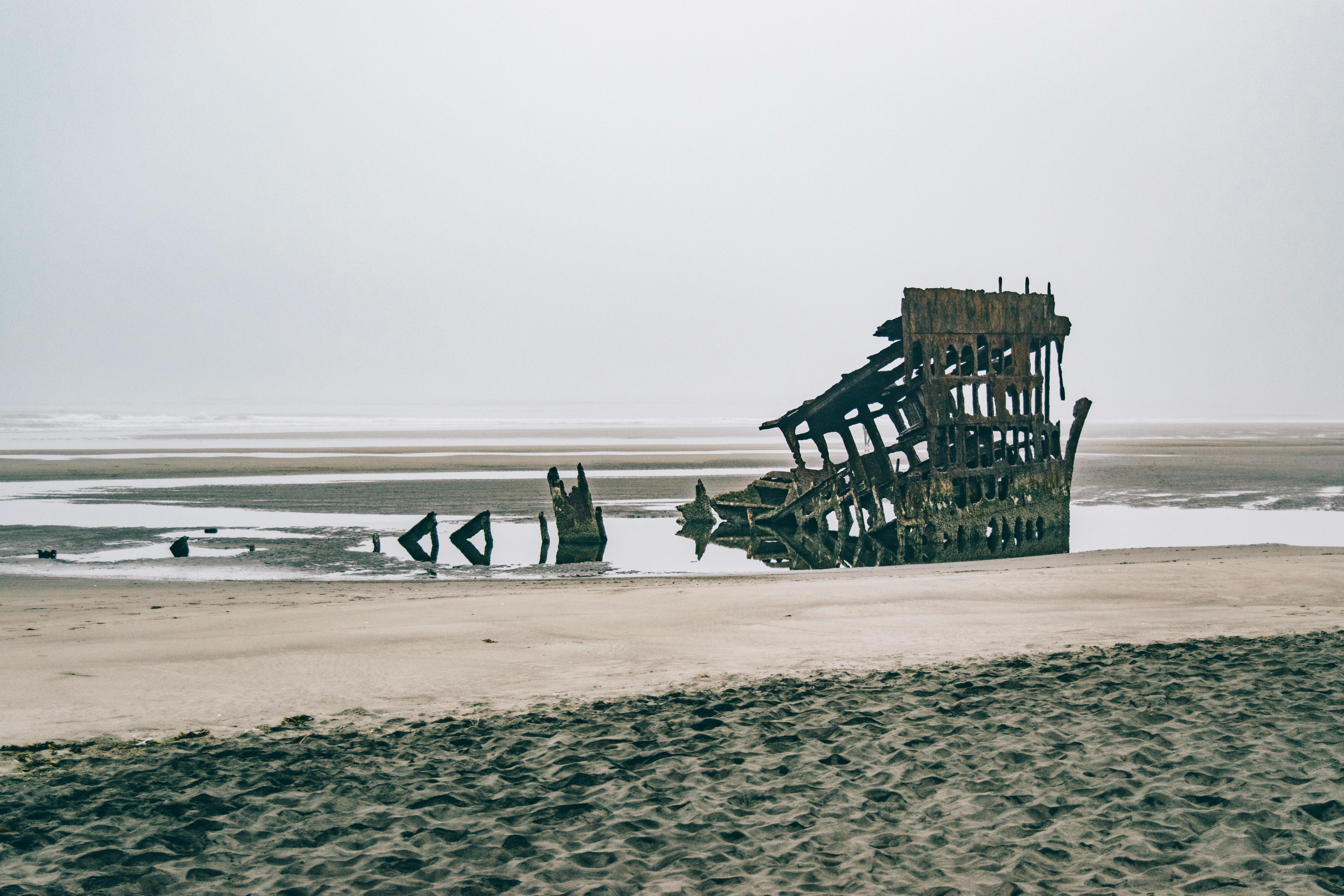 Shipwreck on Beach · Free Stock Photo