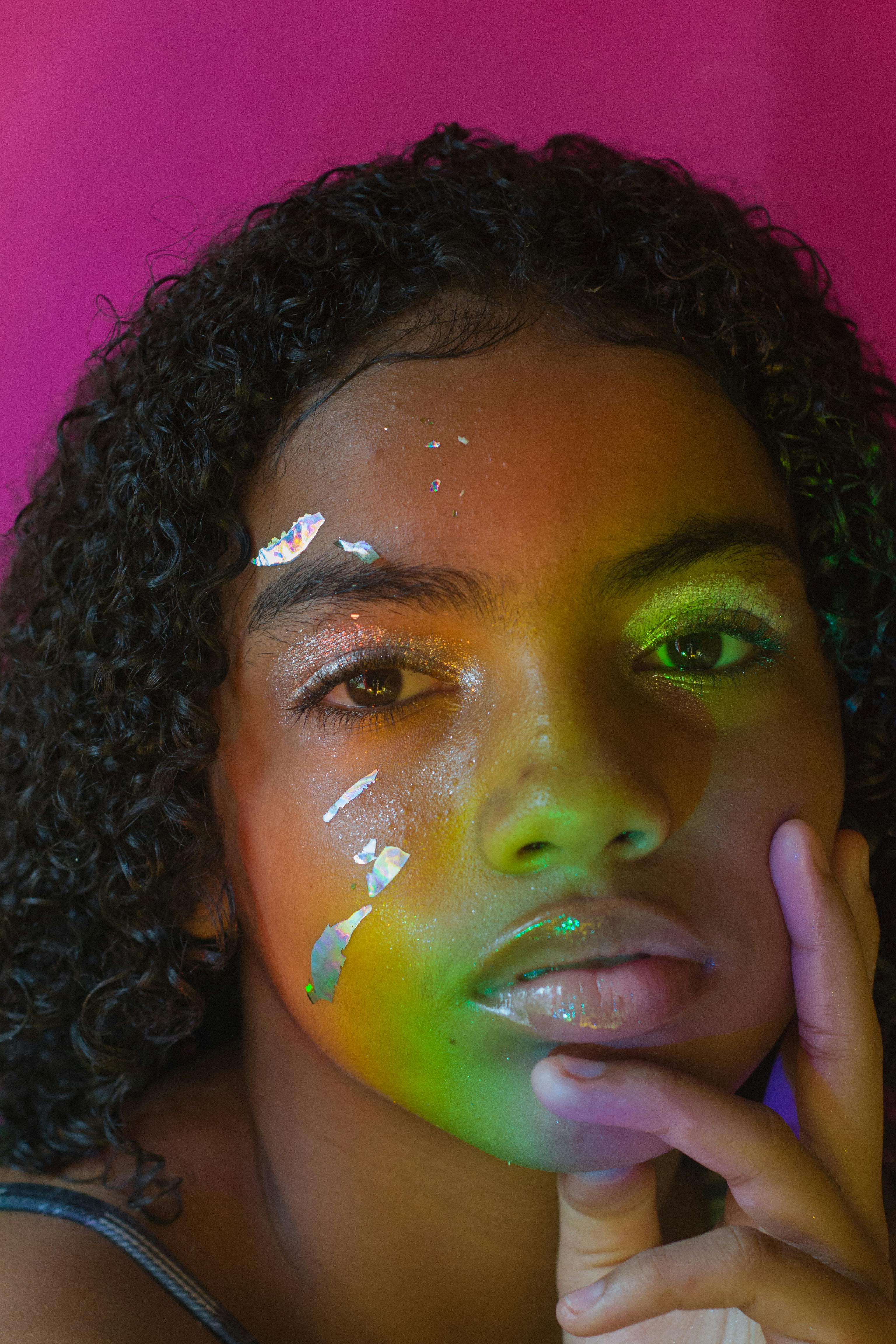 Portrait of Person in Colorful Face Paint · Free Stock Photo