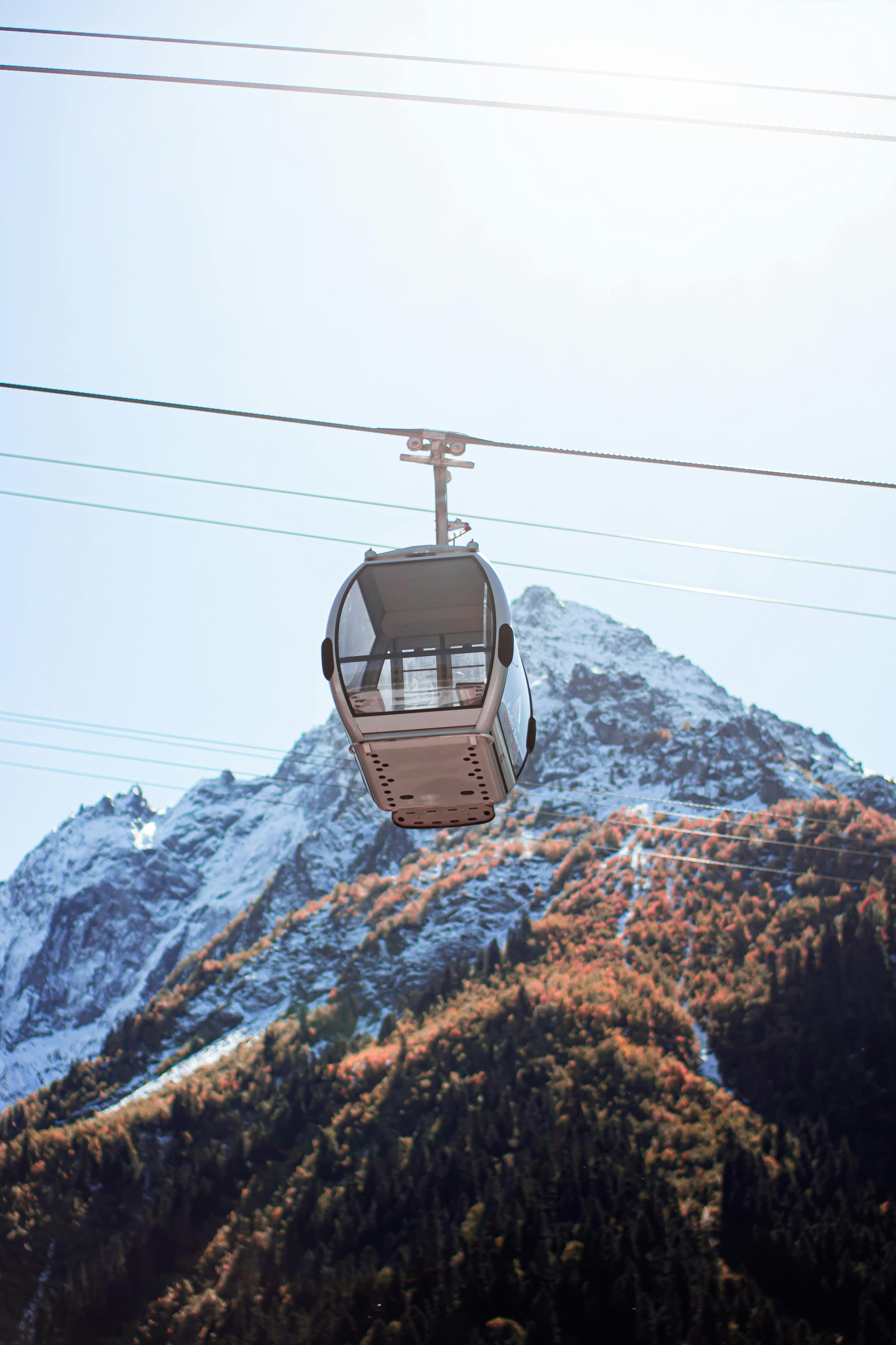 Red and Yellow Cable Cars Under White Clouds · Free Stock Photo