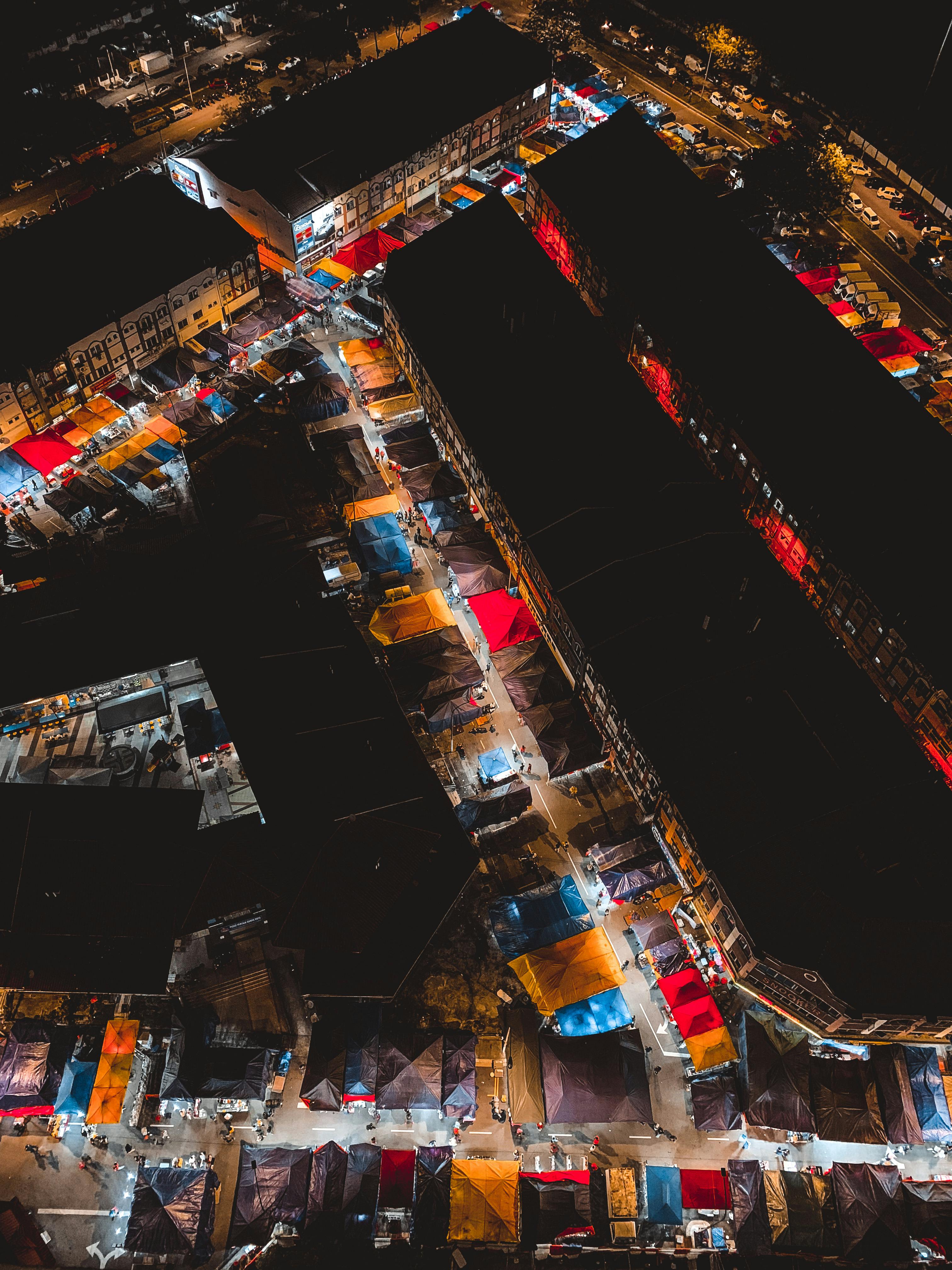 An Aerial Shot of a Night Market · Free Stock Photo