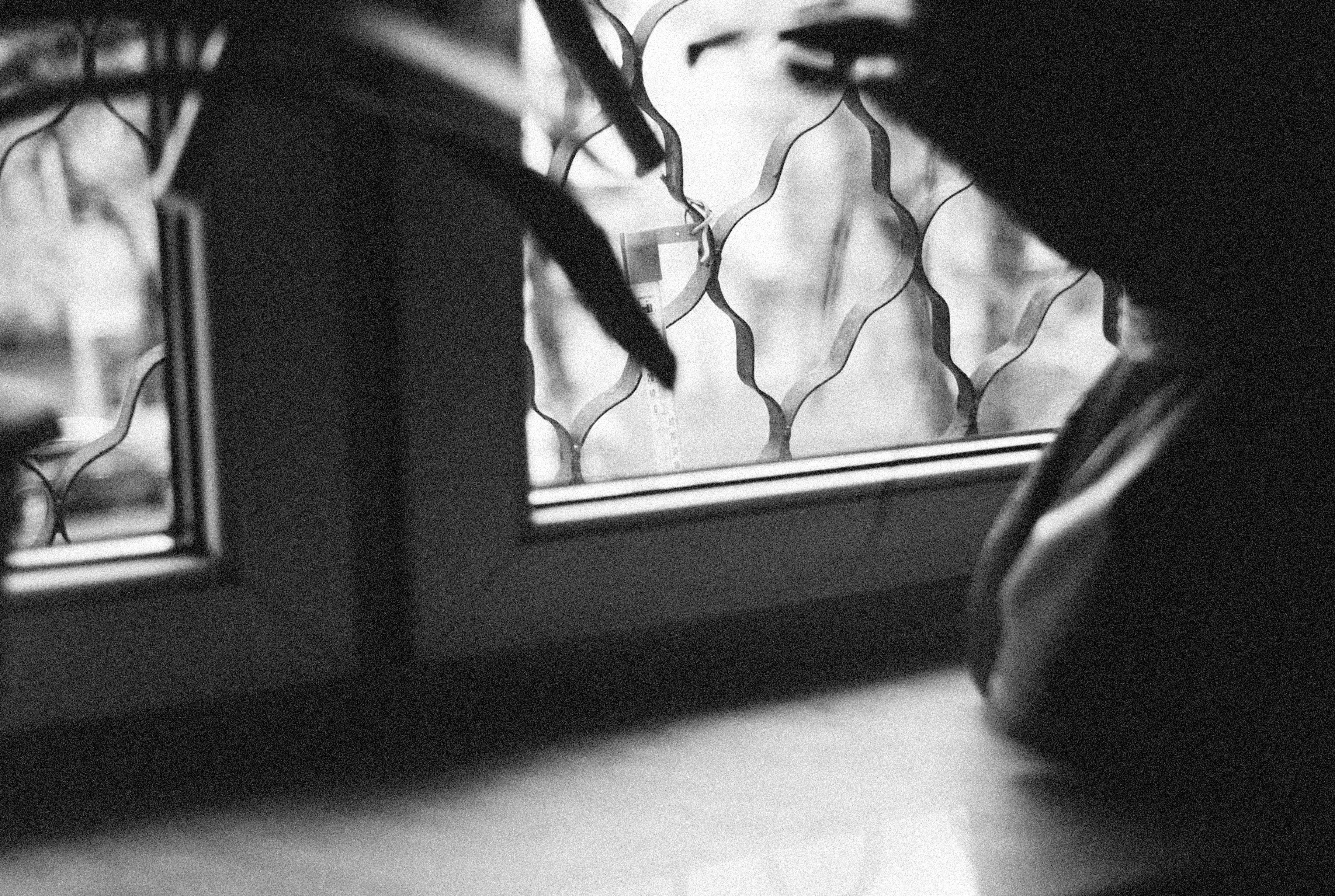 Grayscale Photo of Glass Door · Free Stock Photo