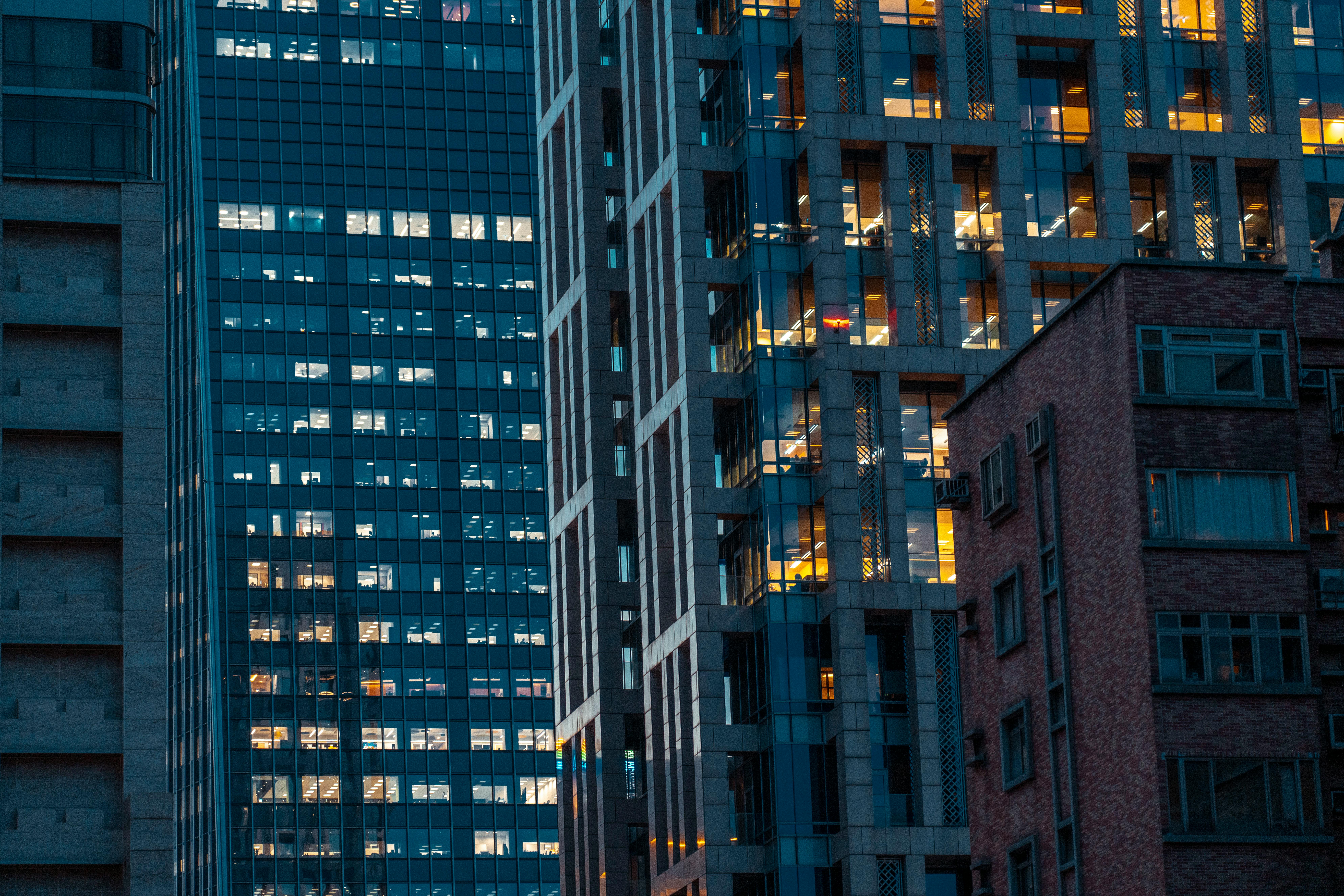 High Rise Buildings with Lights · Free Stock Photo