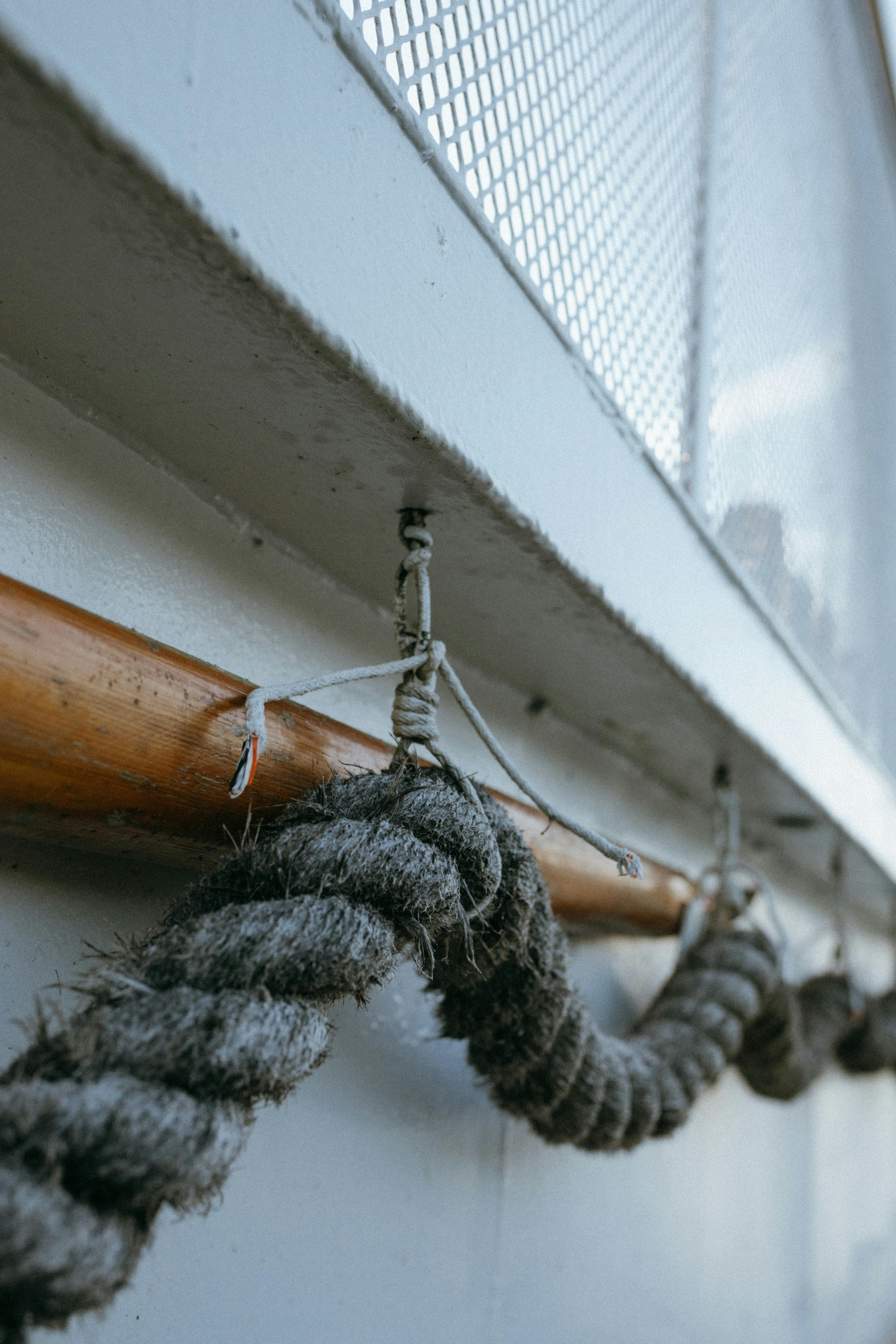 Rope Hanging on a Boat Railing · Free Stock Photo