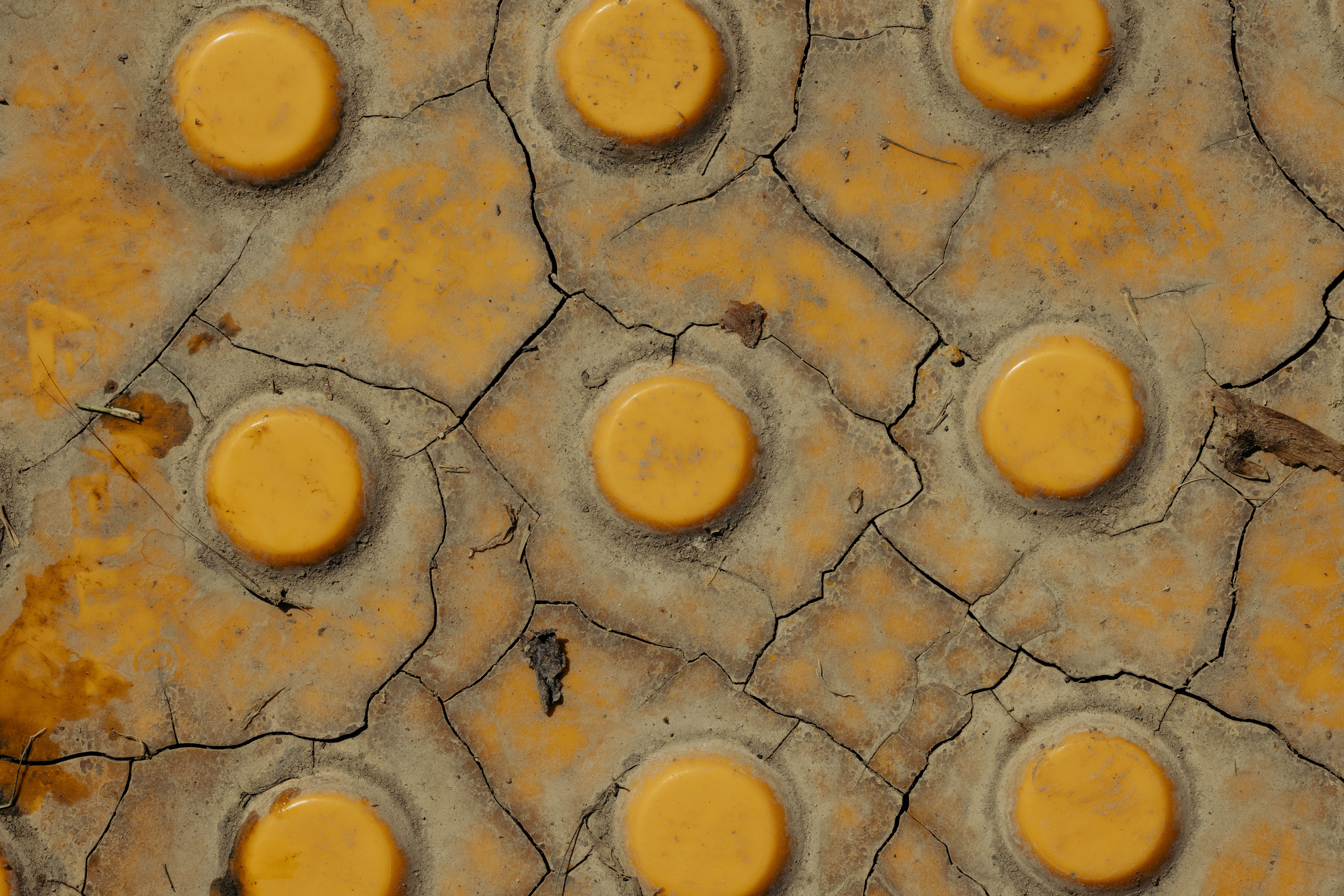 Cracked Yellow Studded Pavement Tile · Free Stock Photo