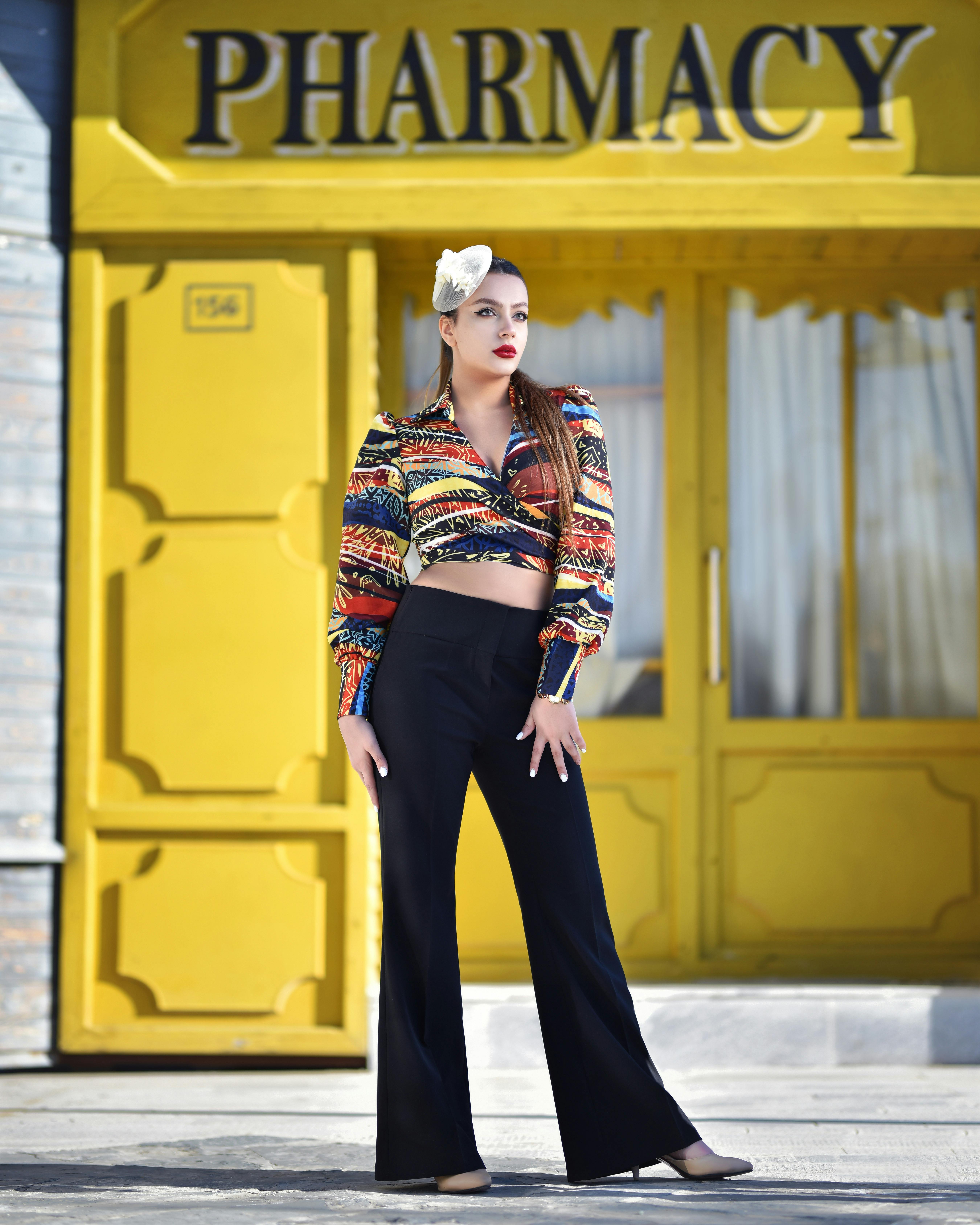 Woman in Printer Crop Top Posing · Free Stock Photo