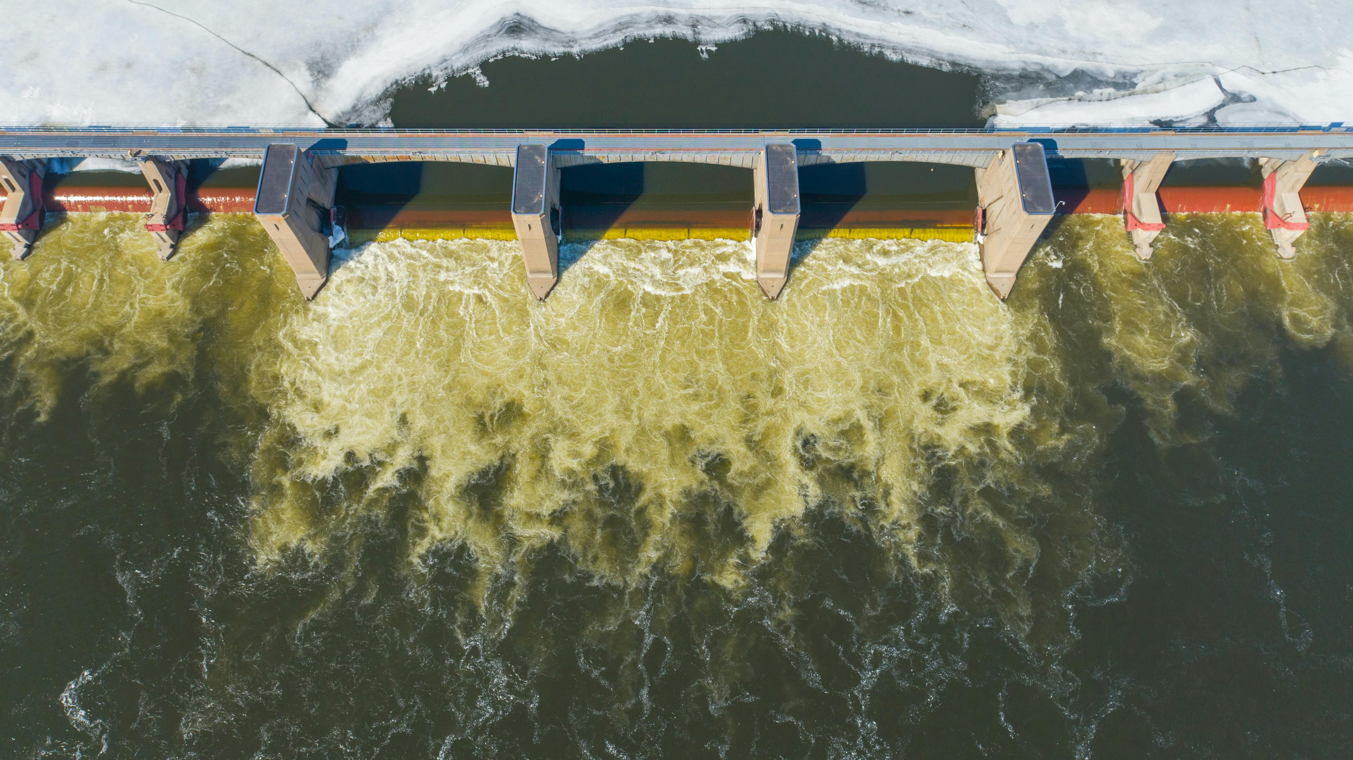 Aerial View of the Water Dam in Vacha Reservoir, Bulgaria · Free Stock ...