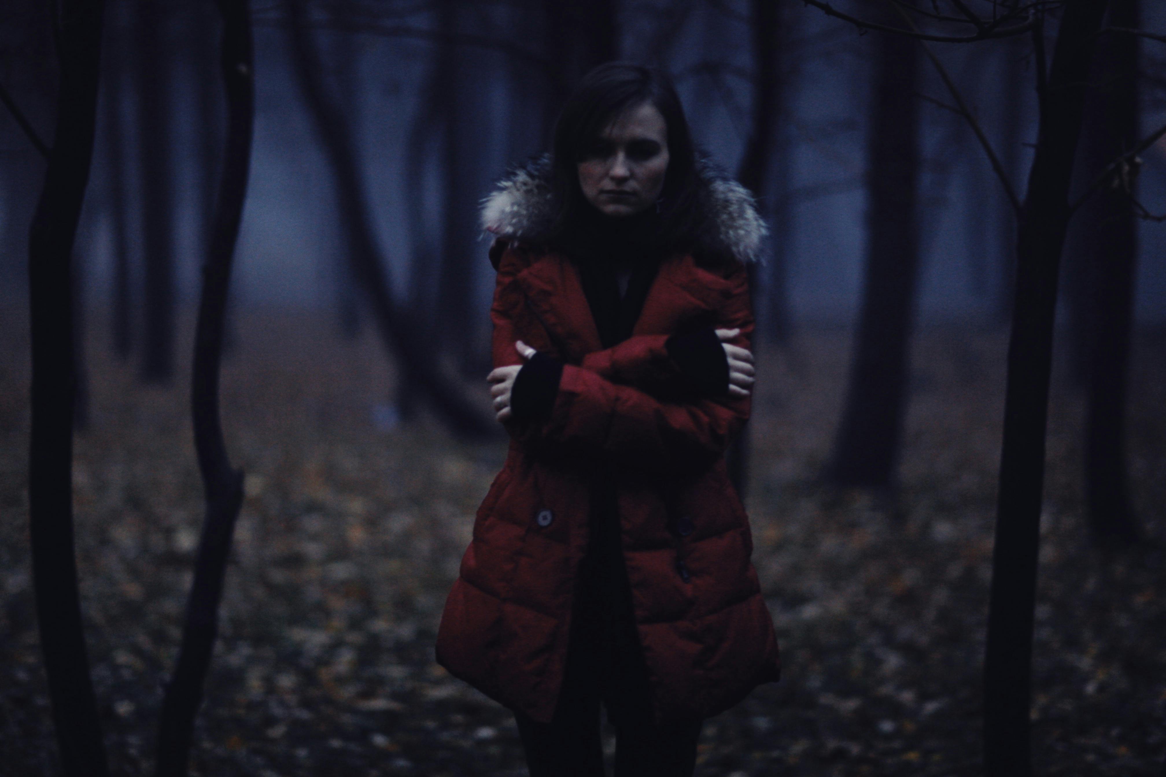 Woman Being Cold in the Forest · Free Stock Photo