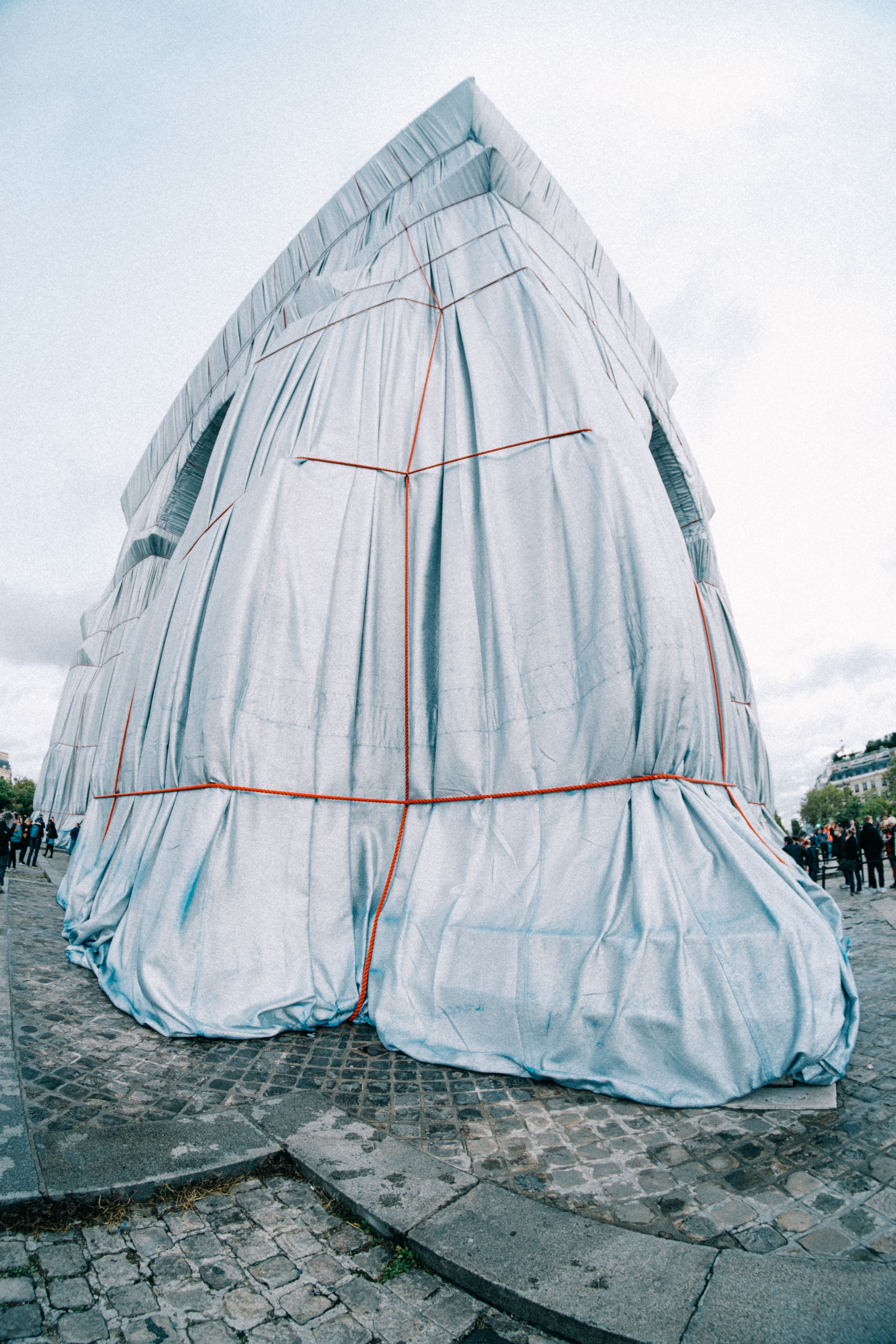 Concrete Building Covered with White Cloth · Free Stock Photo