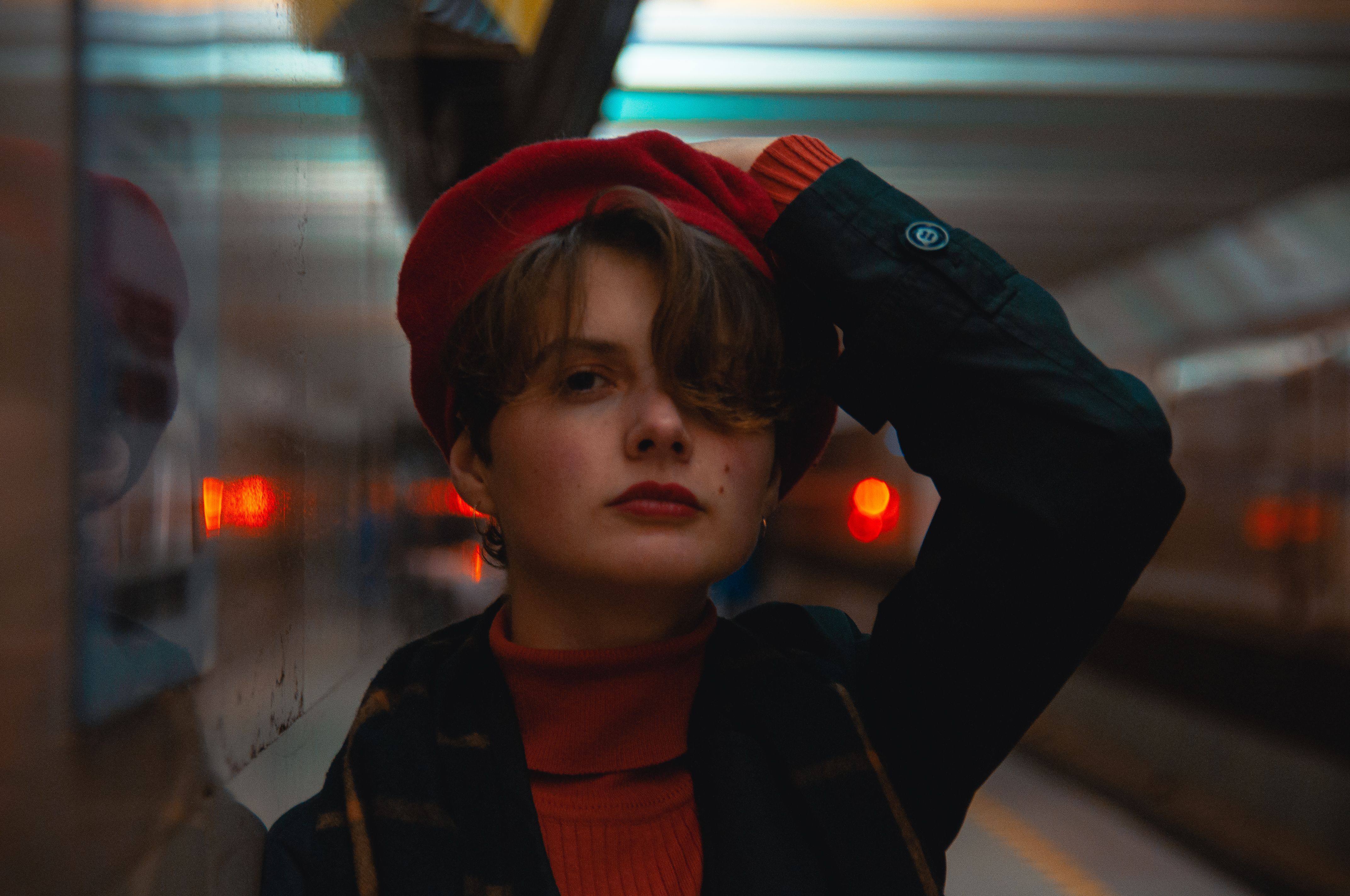 Girl in Red Knit Cap and Black Jacket · Free Stock Photo