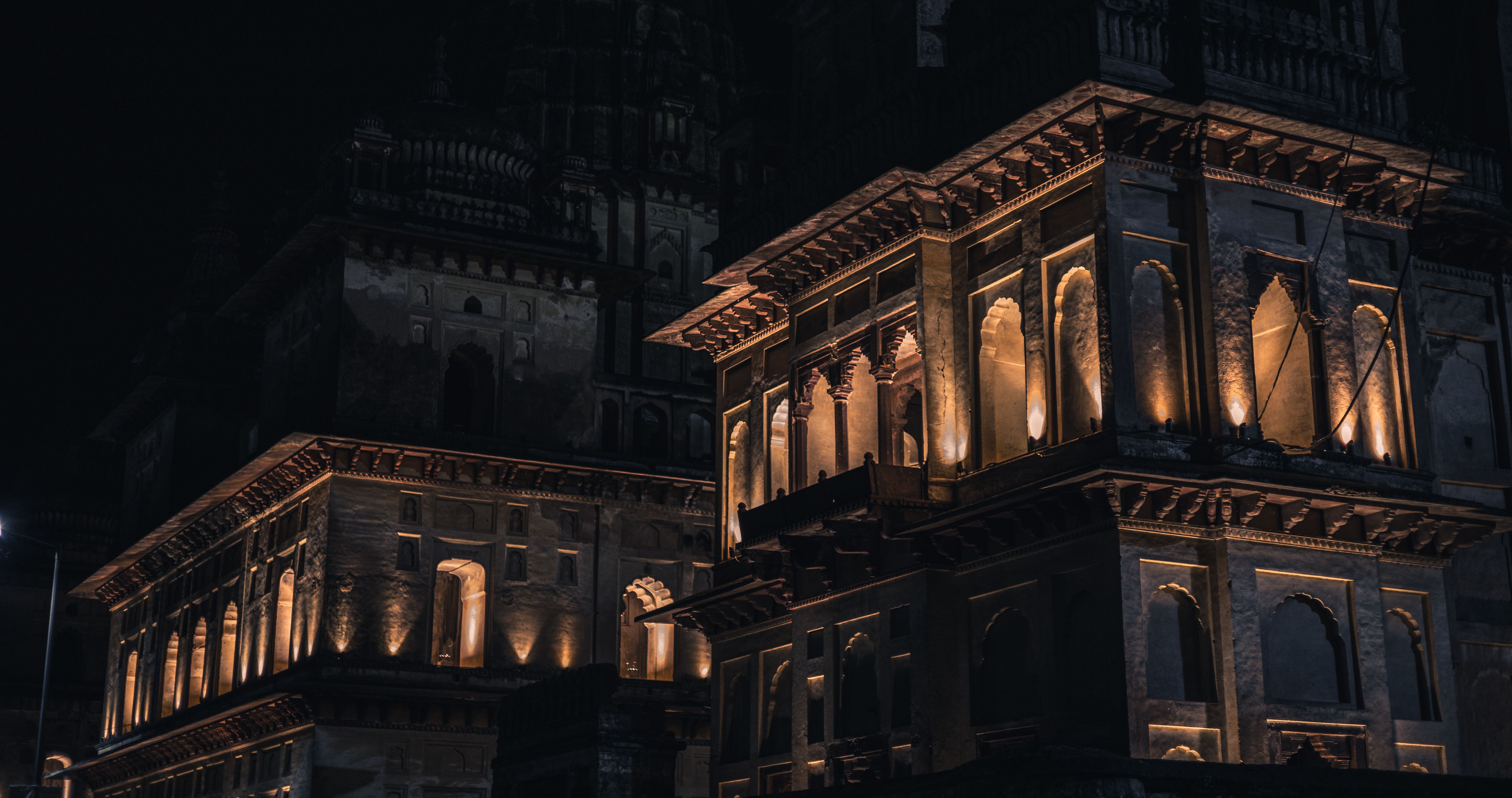 Photo of an Illuminated Building at Night · Free Stock Photo