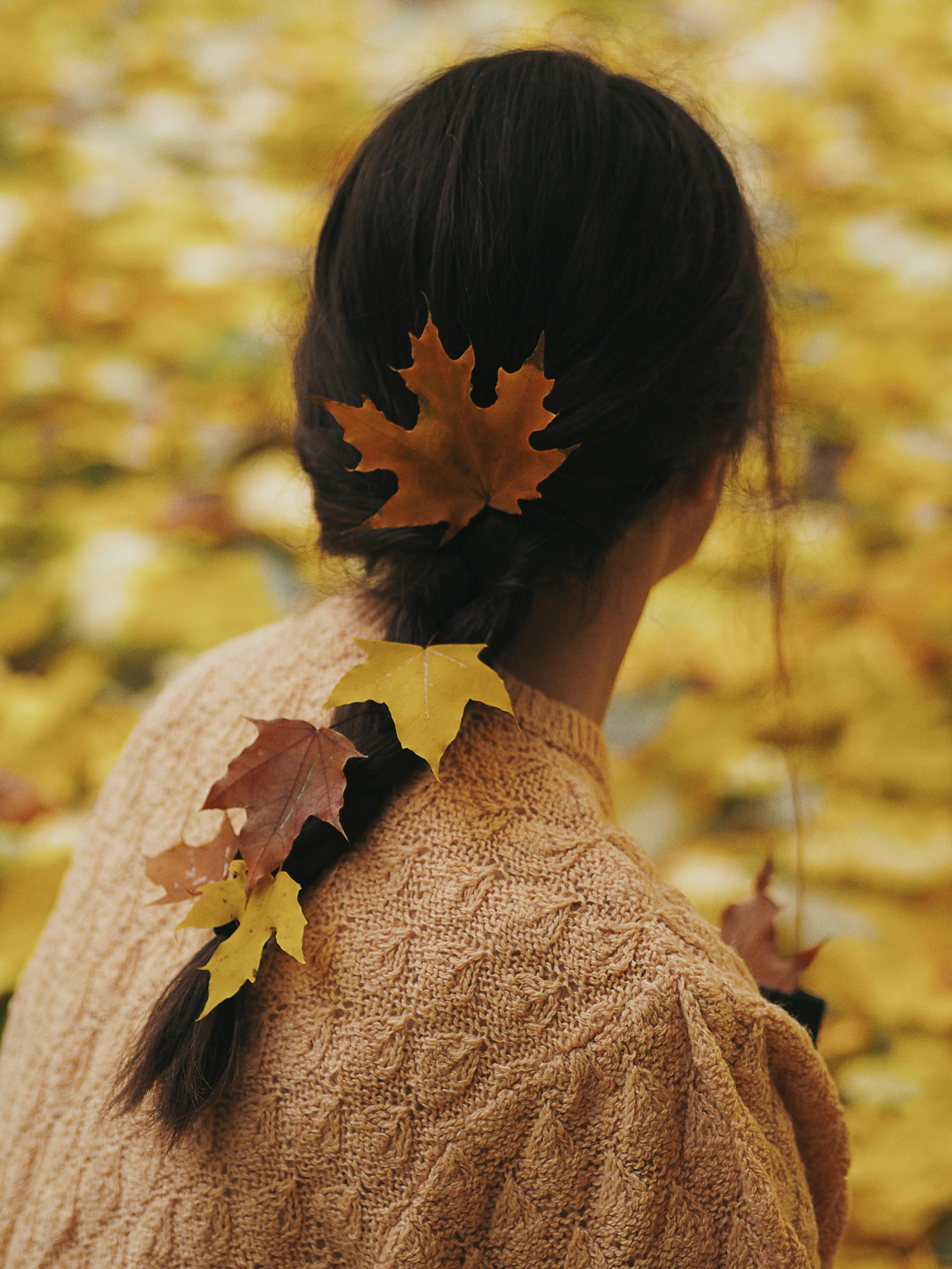 Woman with Leaves on Her Long Hair · Free Stock Photo