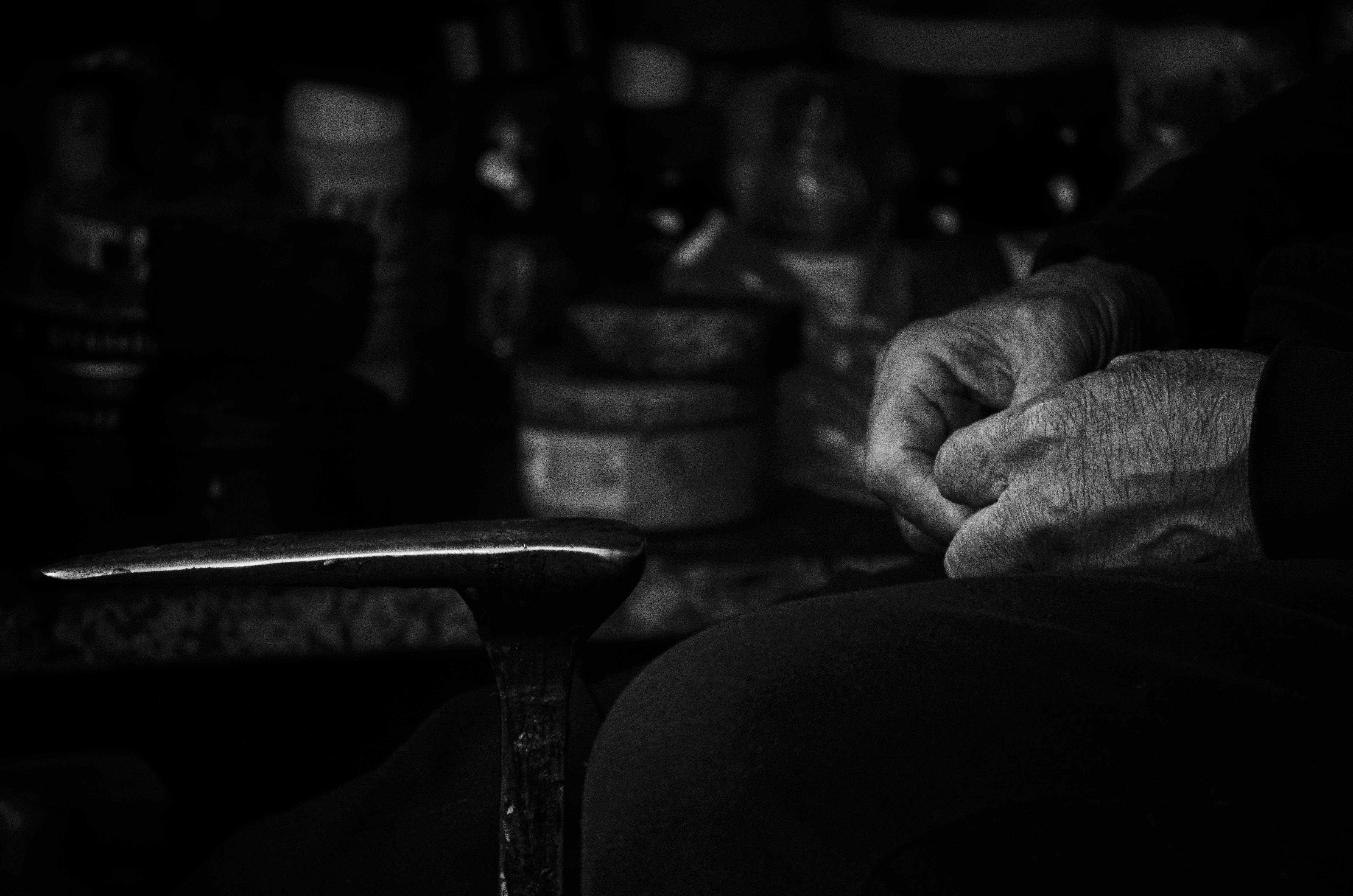 Monochrome Photograph of an Elderly Person's Hands · Free Stock Photo