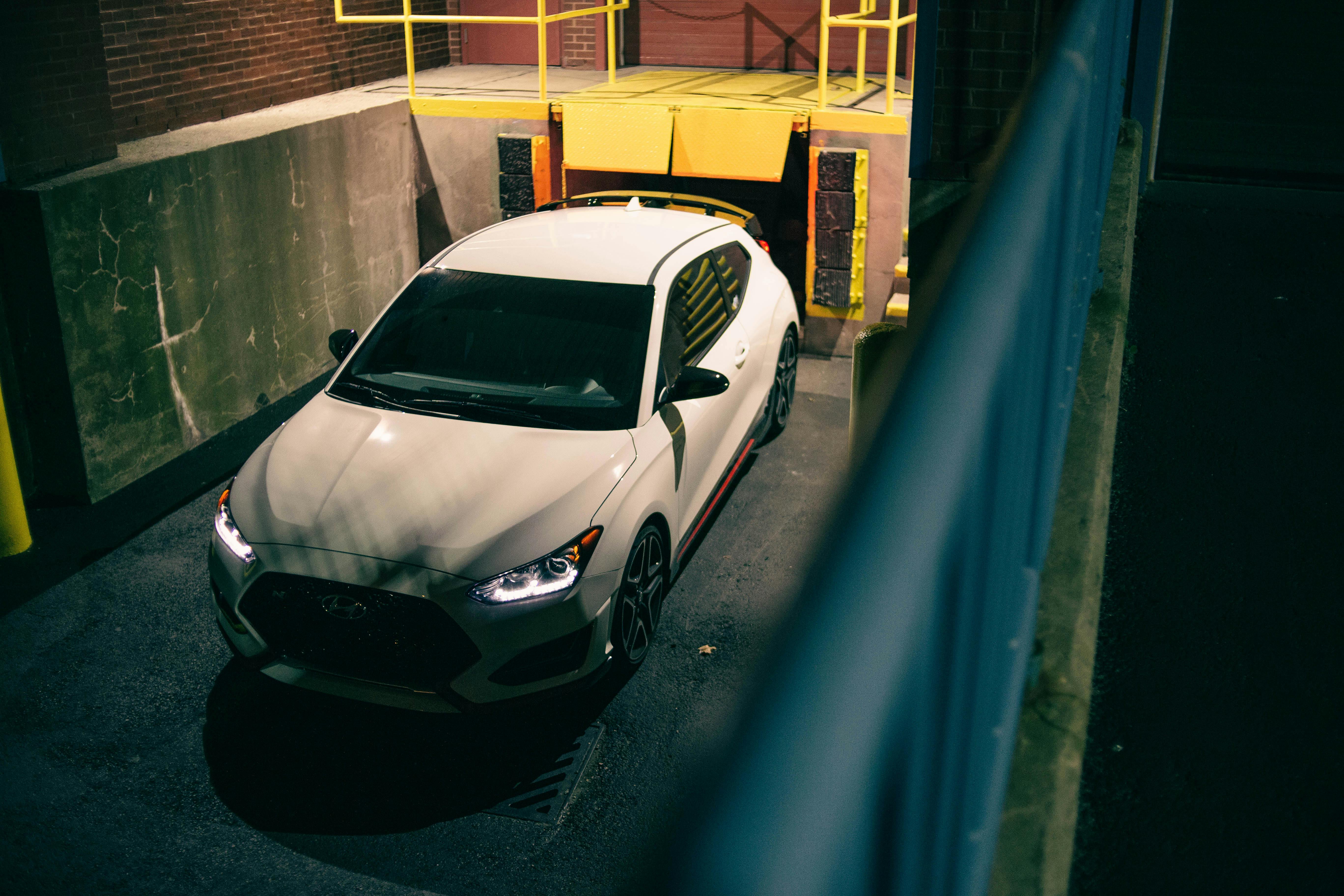 High-Angle Shot of a White Car · Free Stock Photo