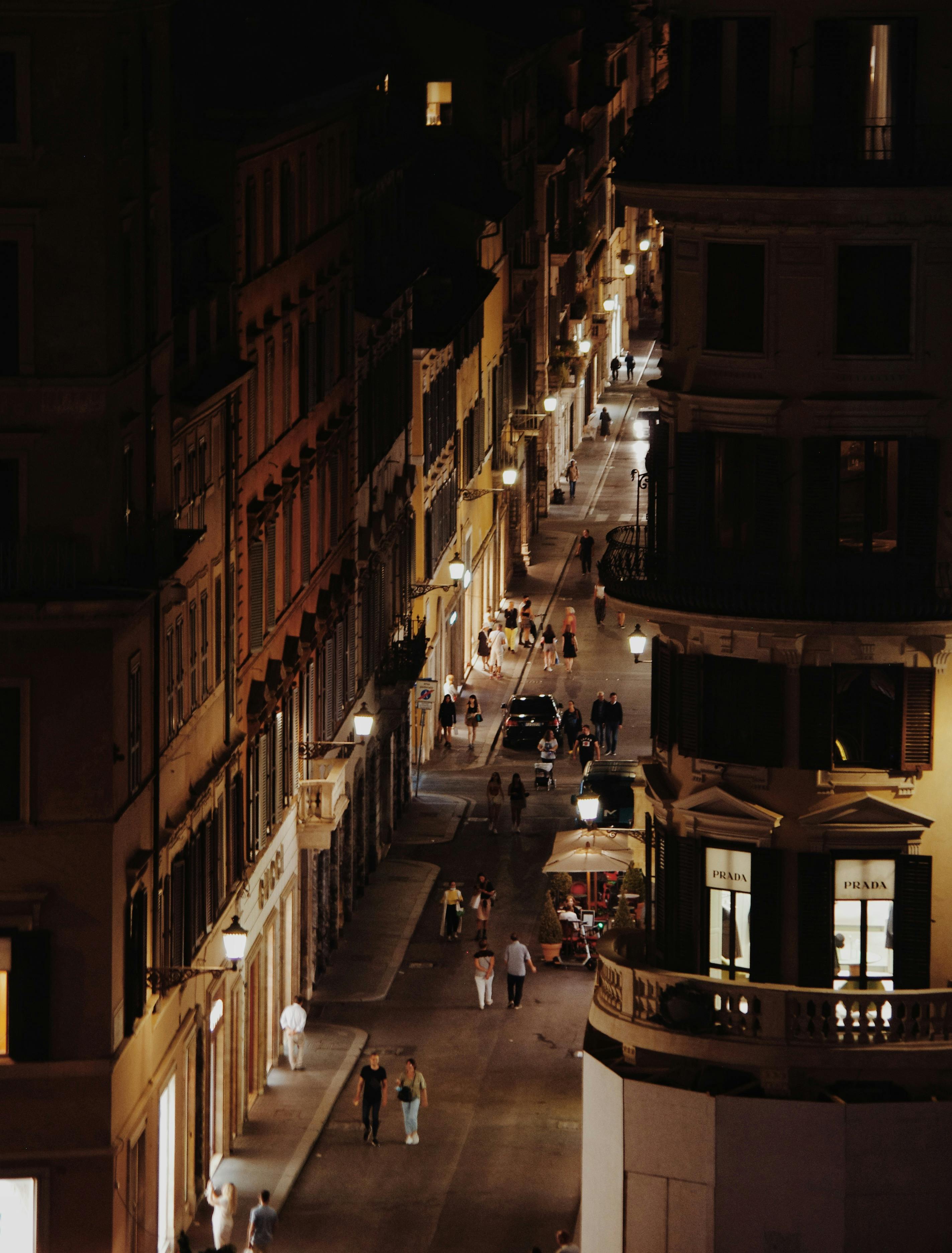Italy City Streets At Night