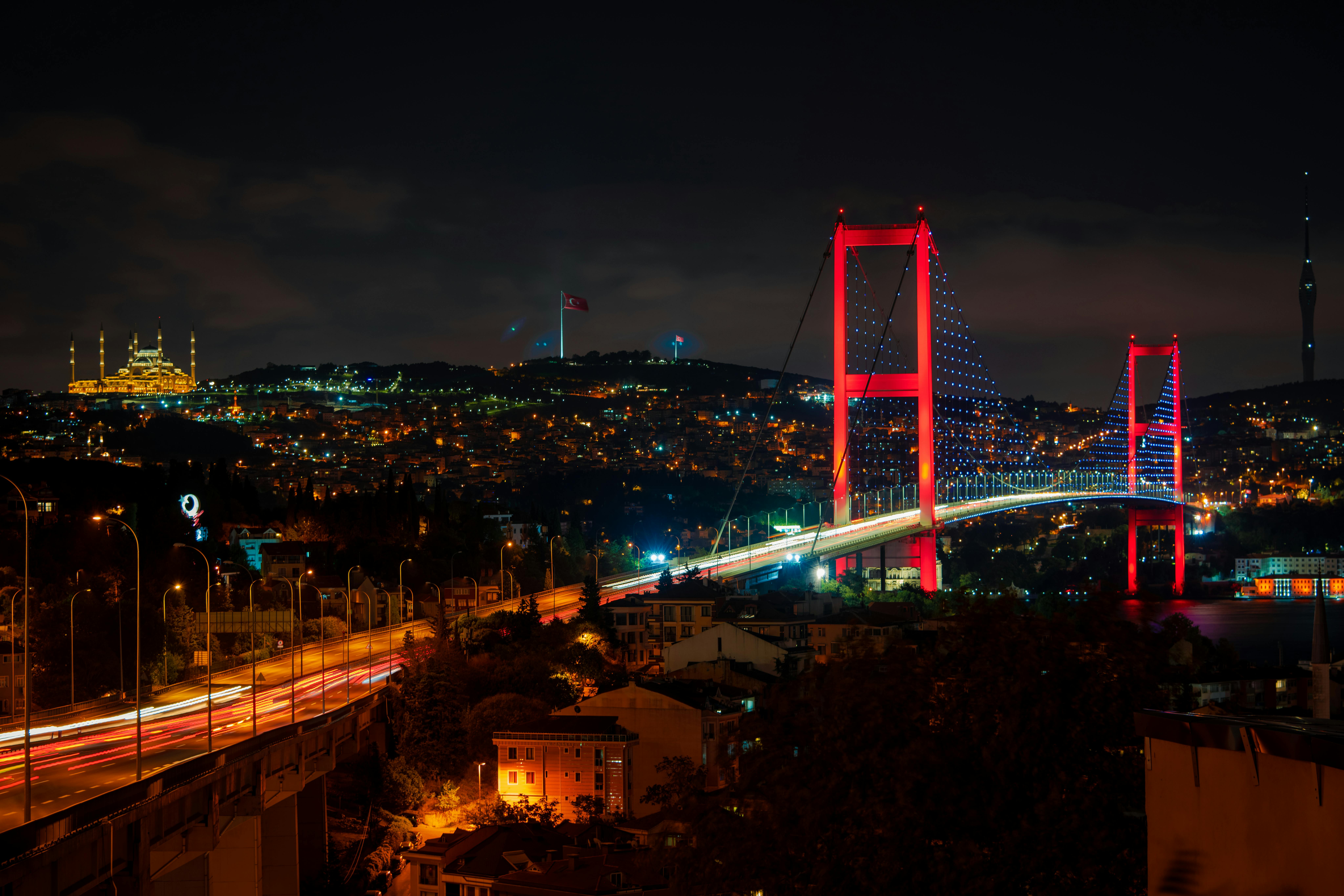 The Bosphorus Bridge during the Night · Free Stock Photo