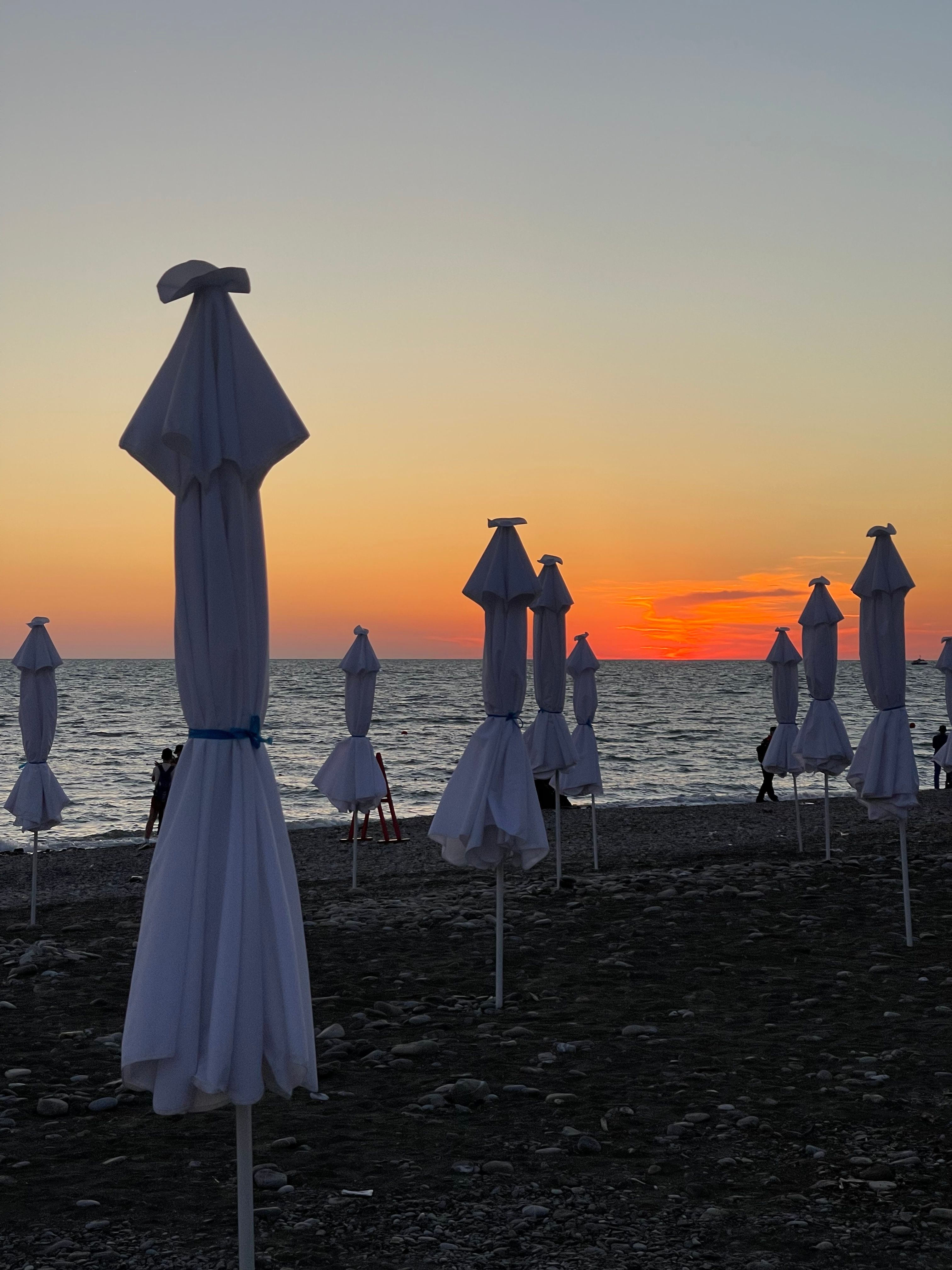 Beach Umbrellas at the Beachfront · Free Stock Photo