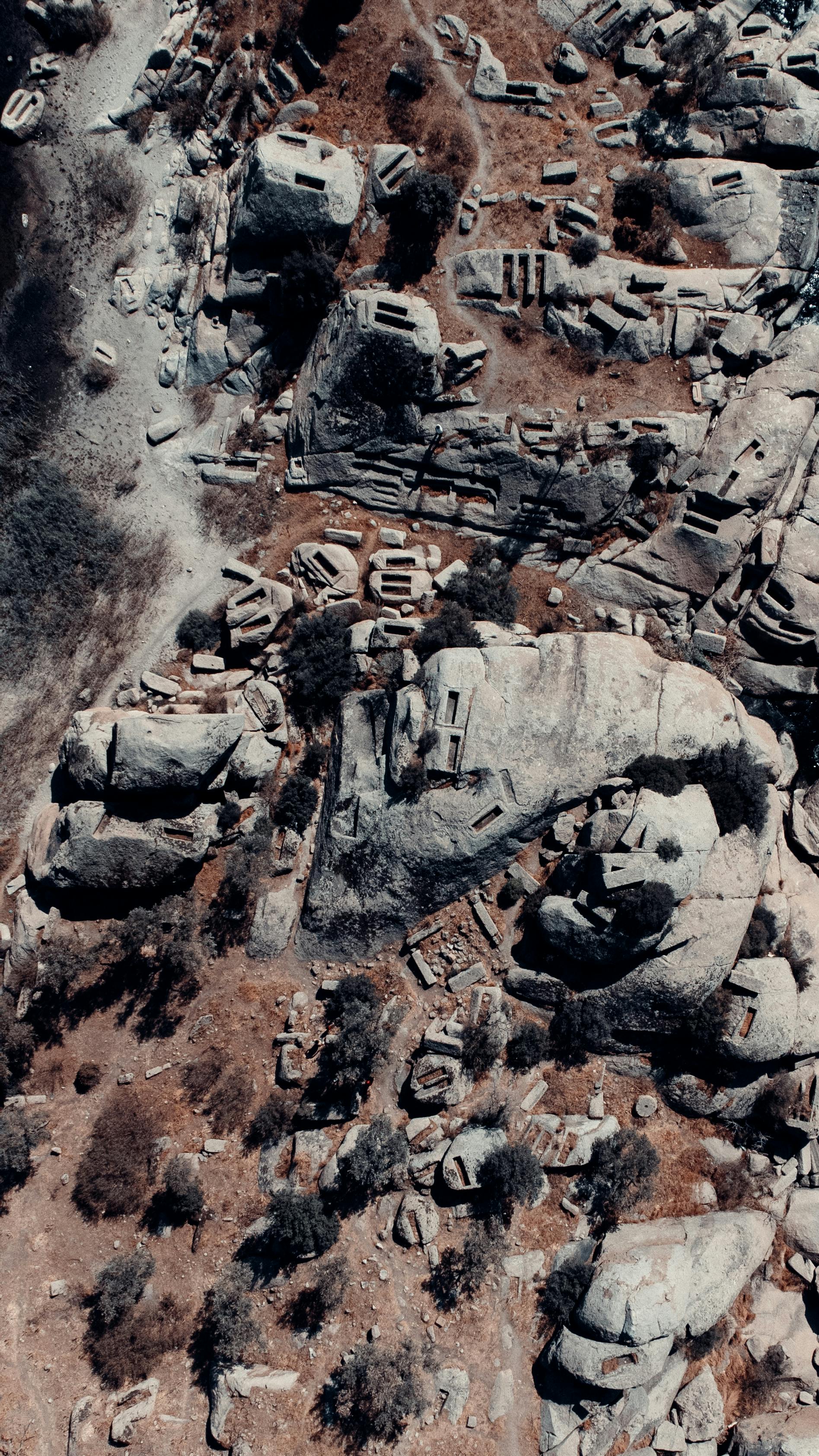 Aerial View of Rock Formations with a River · Free Stock Photo
