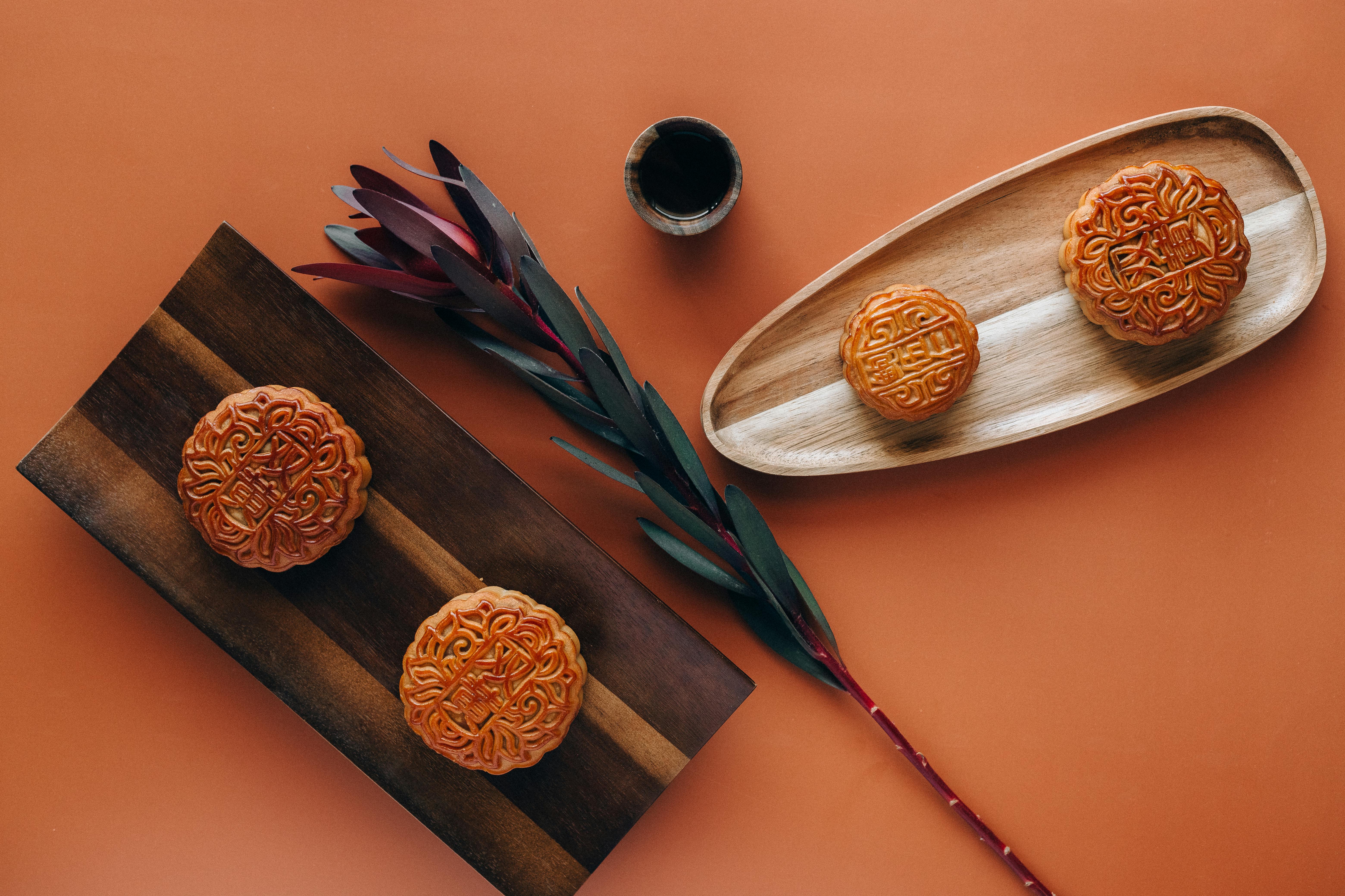 Mooncakes on Wooden Trays · Free Stock Photo
