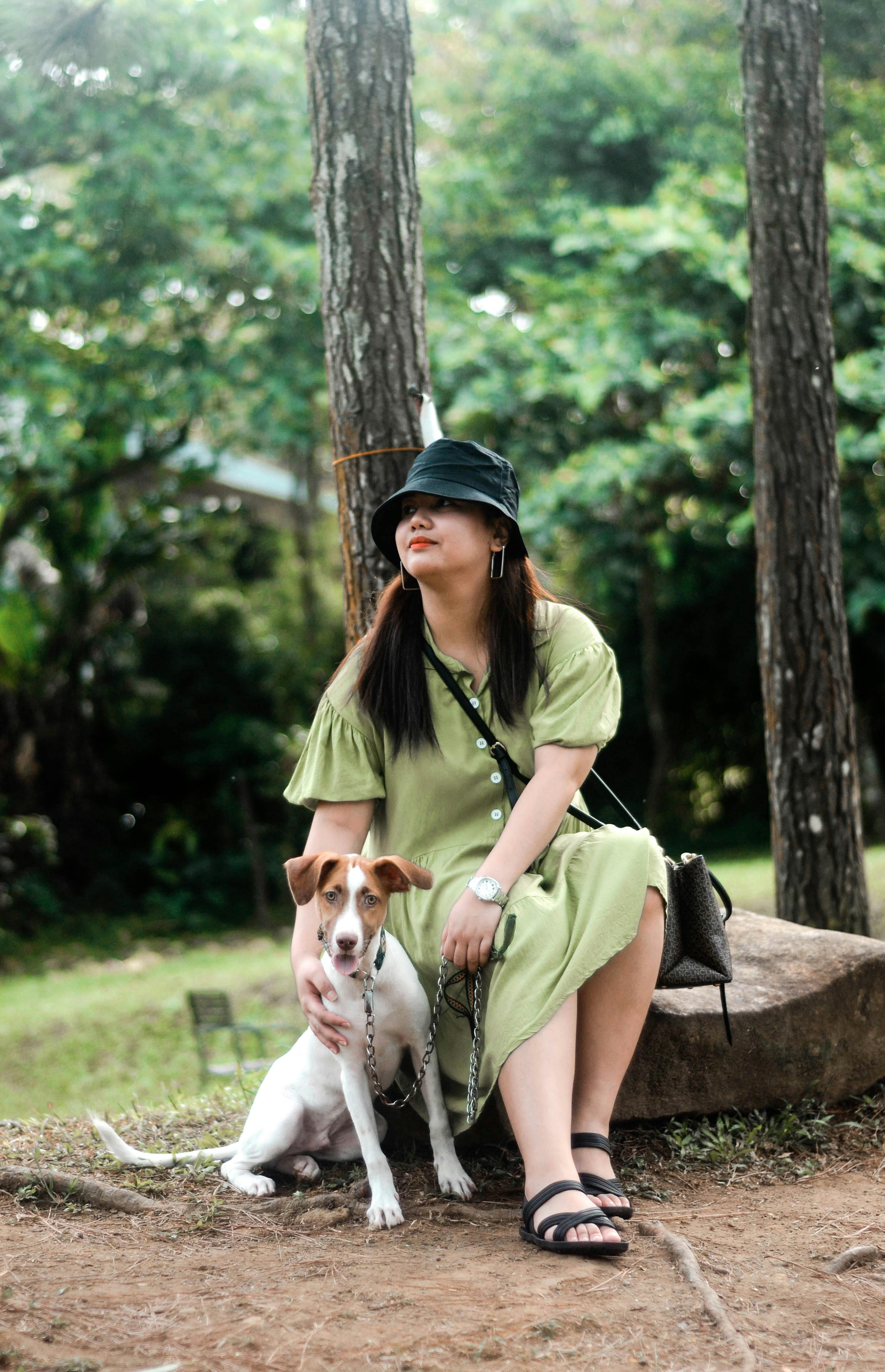 A Woman in Black Dress Sitting Beside the Tree · Free Stock Photo
