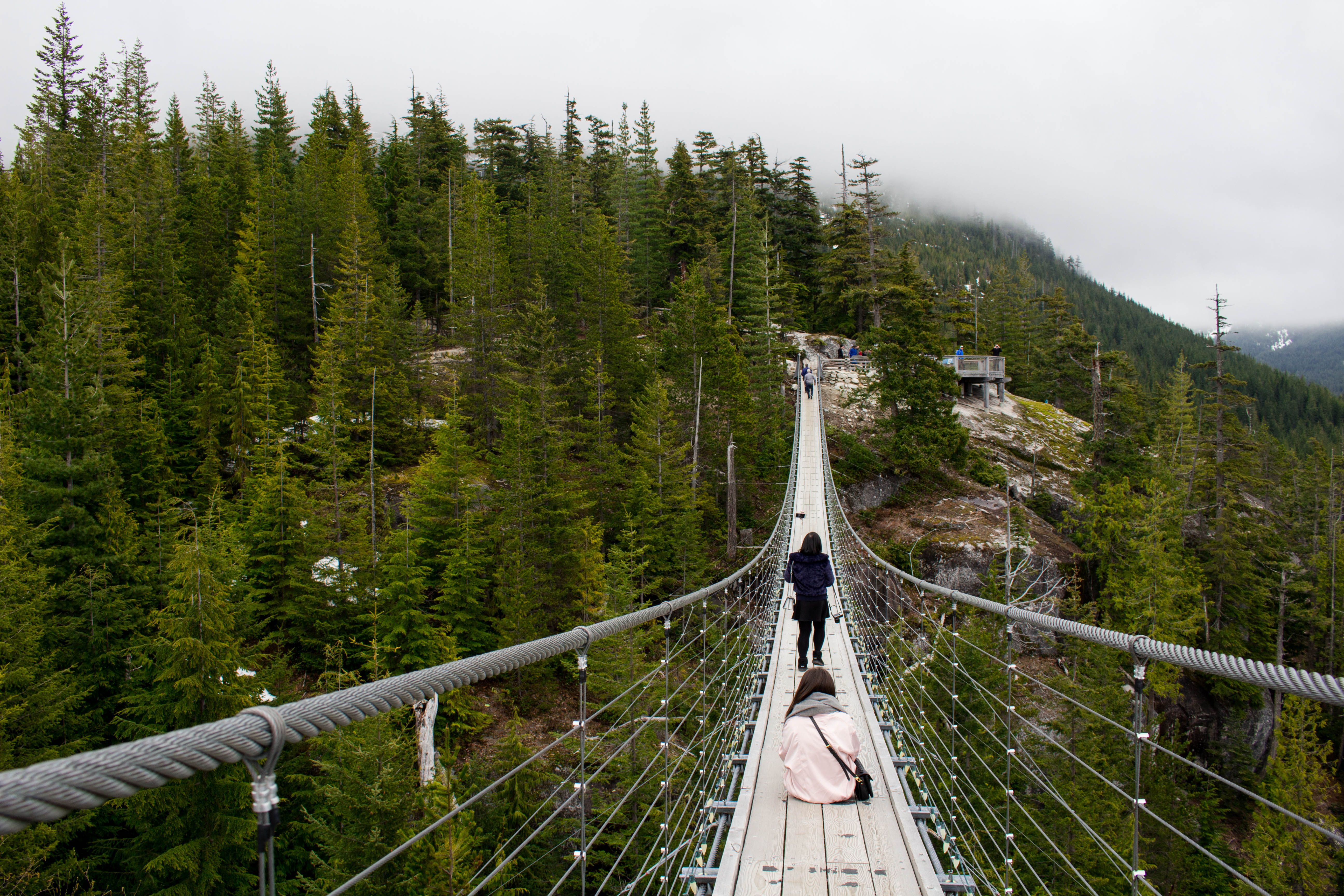 Woman Walking on a Suspension Bridge · Free Stock Photo