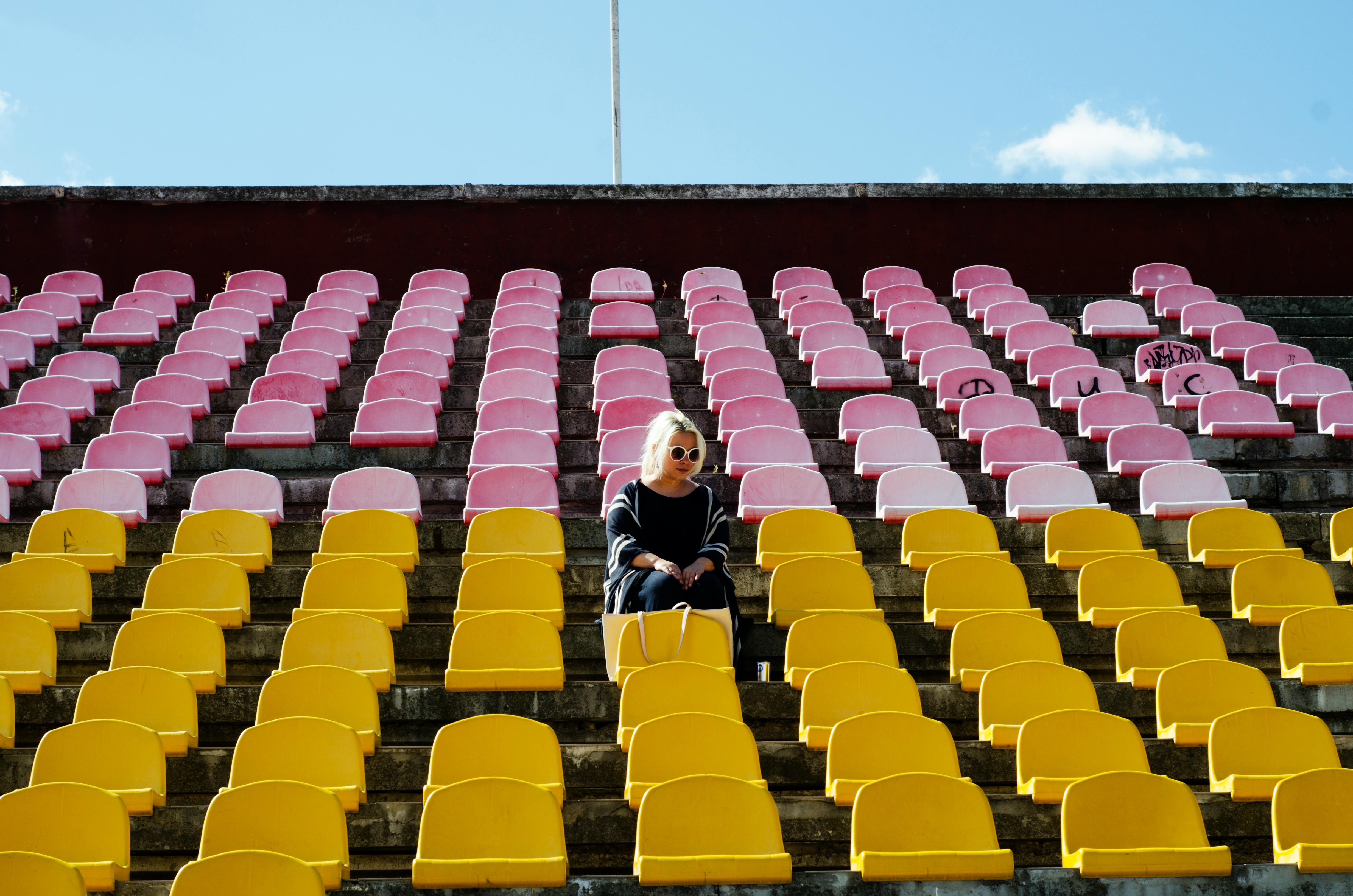 Pink and Blue Stadium Chairs · Free Stock Photo