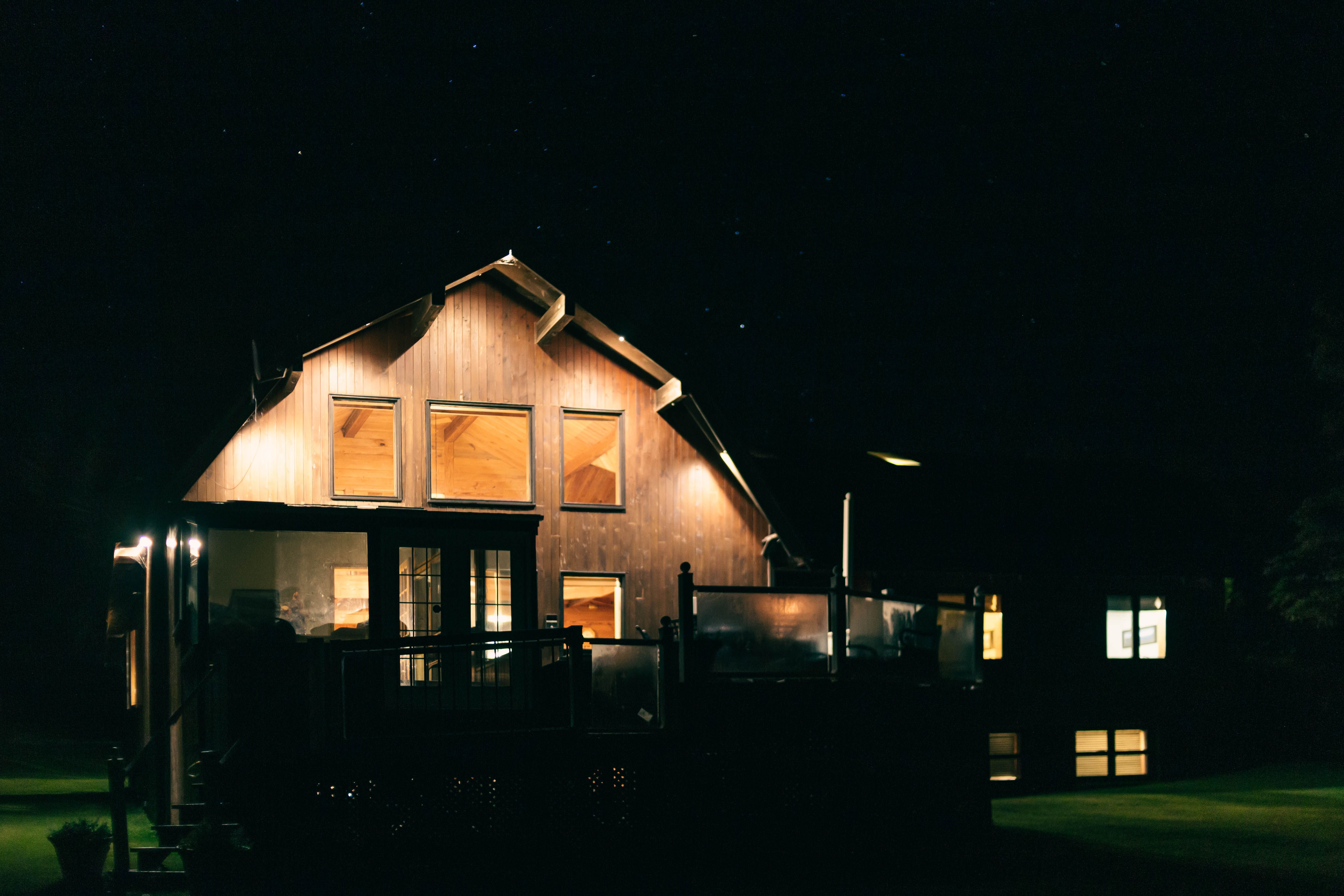 Wooden House during Night Time · Free Stock Photo