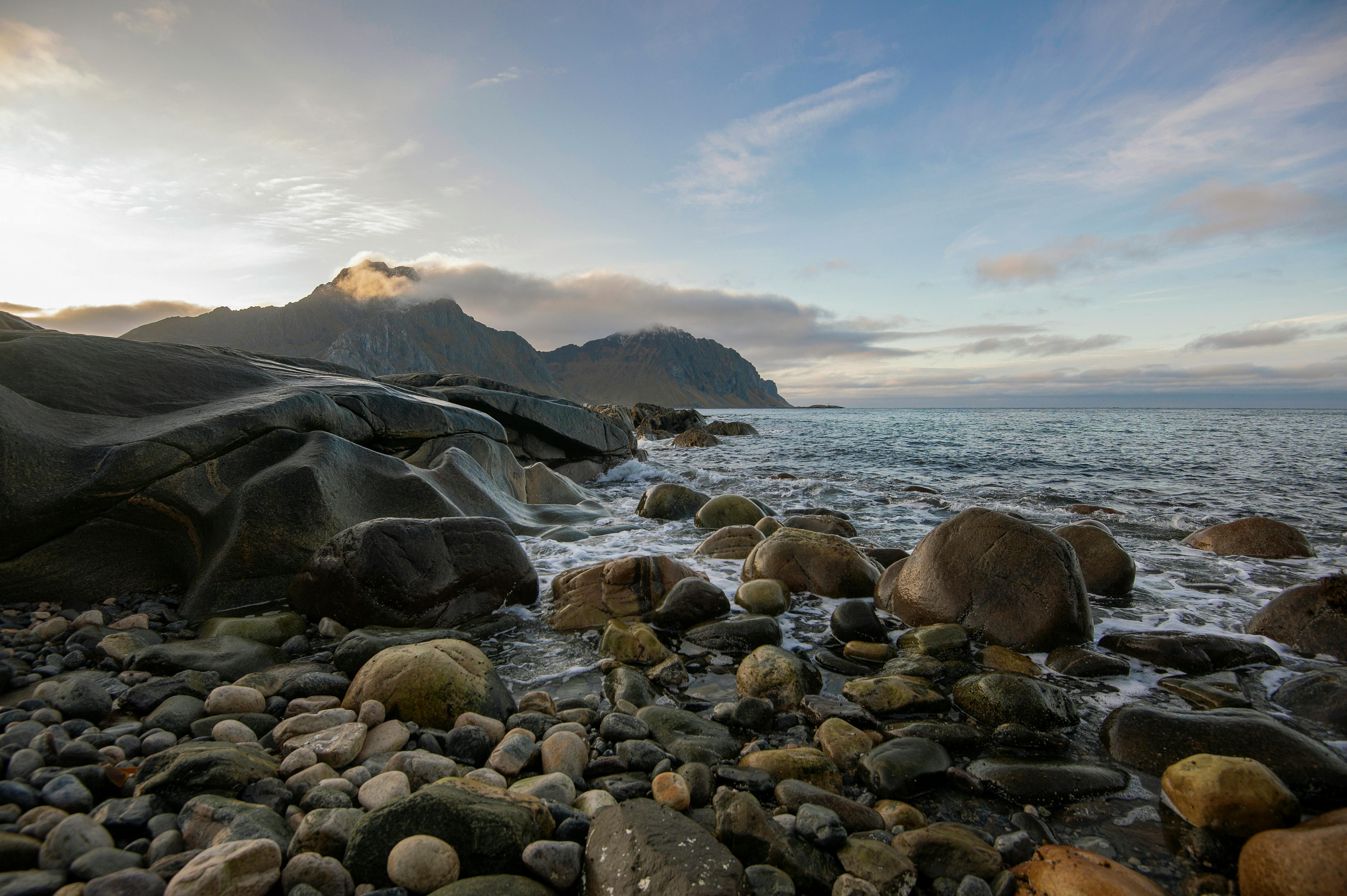 Brown and Black Rocks on Seashore · Free Stock Photo