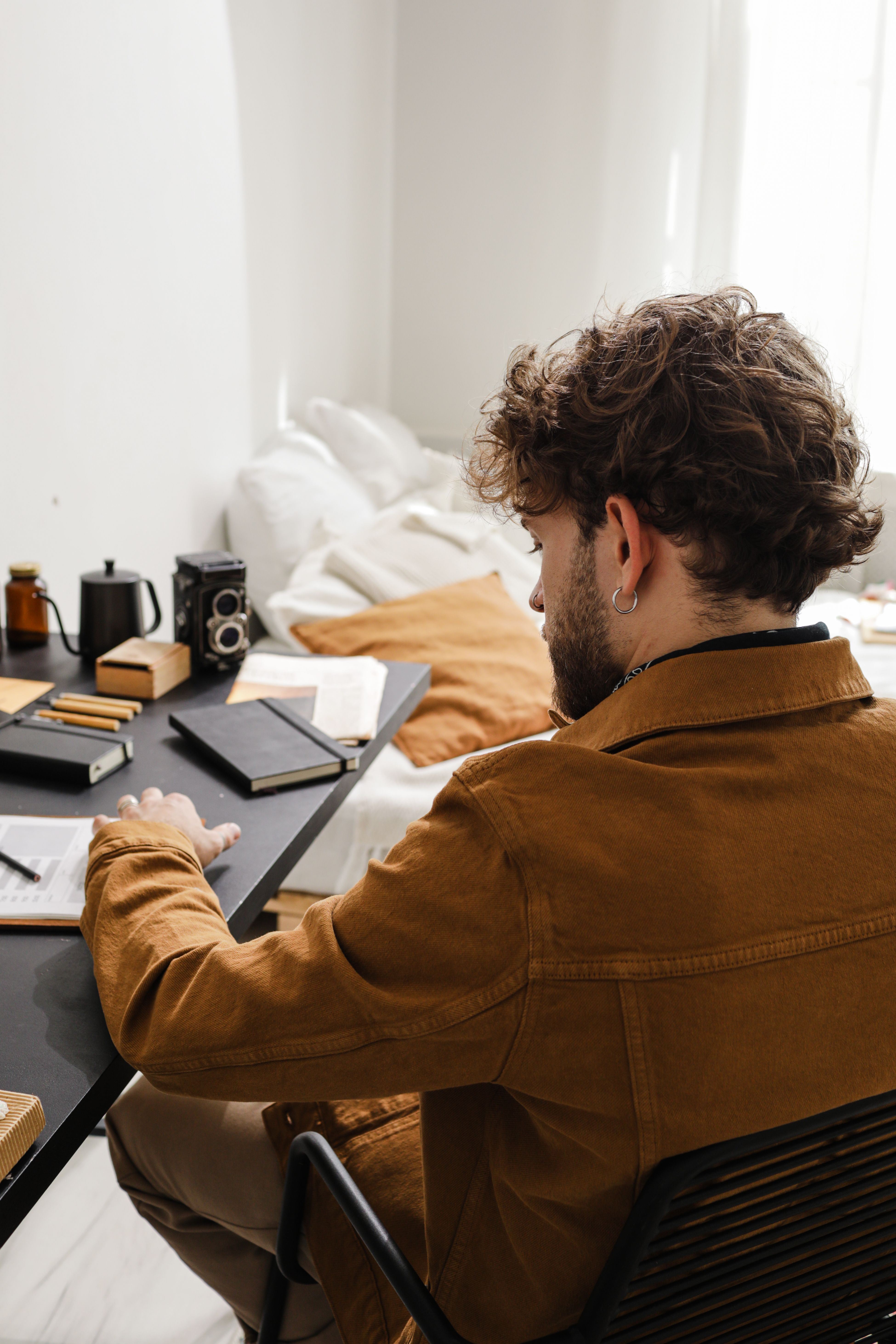 Man Journaling Morning Light Minimal Photos Download The Best Free Man
