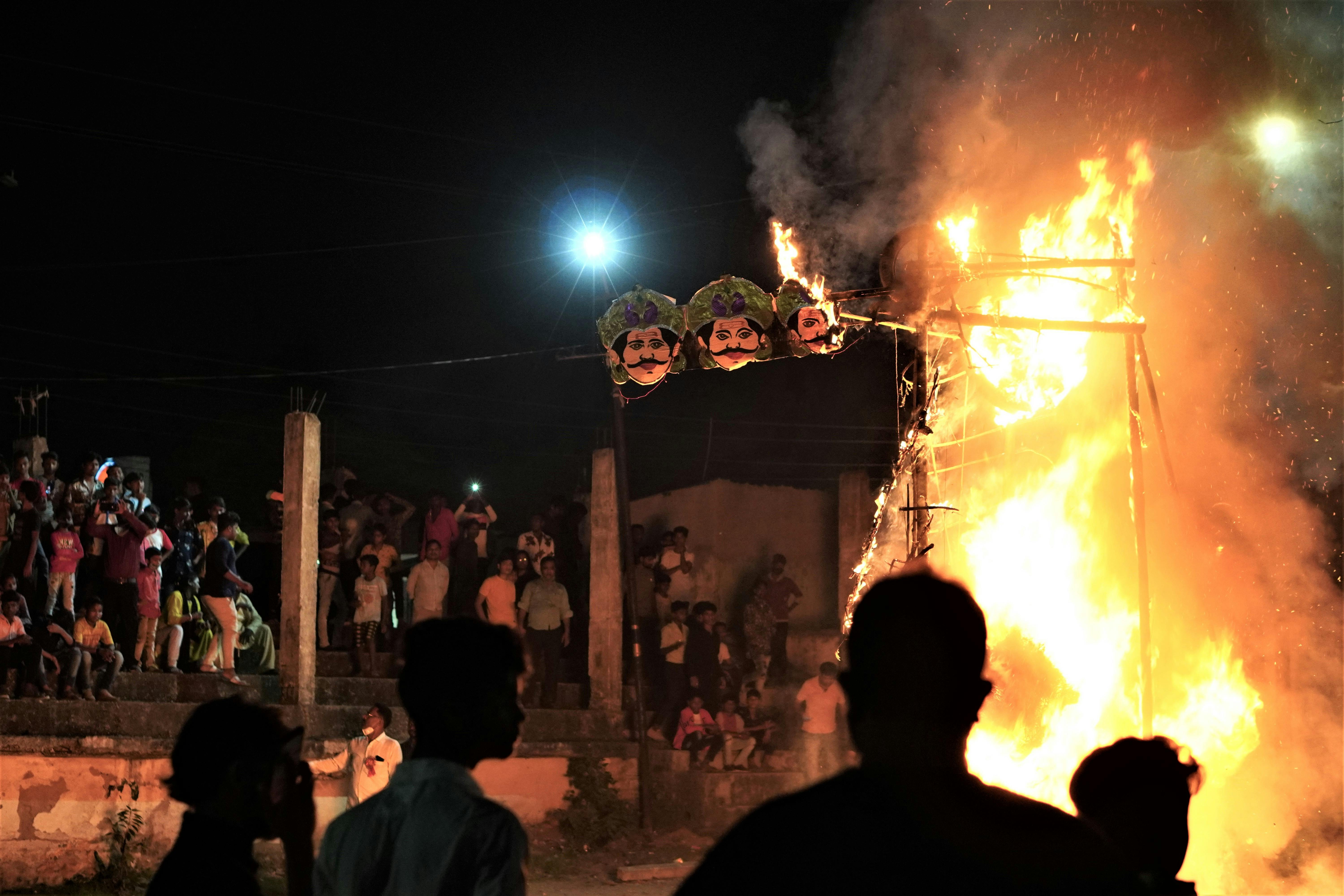 Fire on Night Demonstration · Free Stock Photo