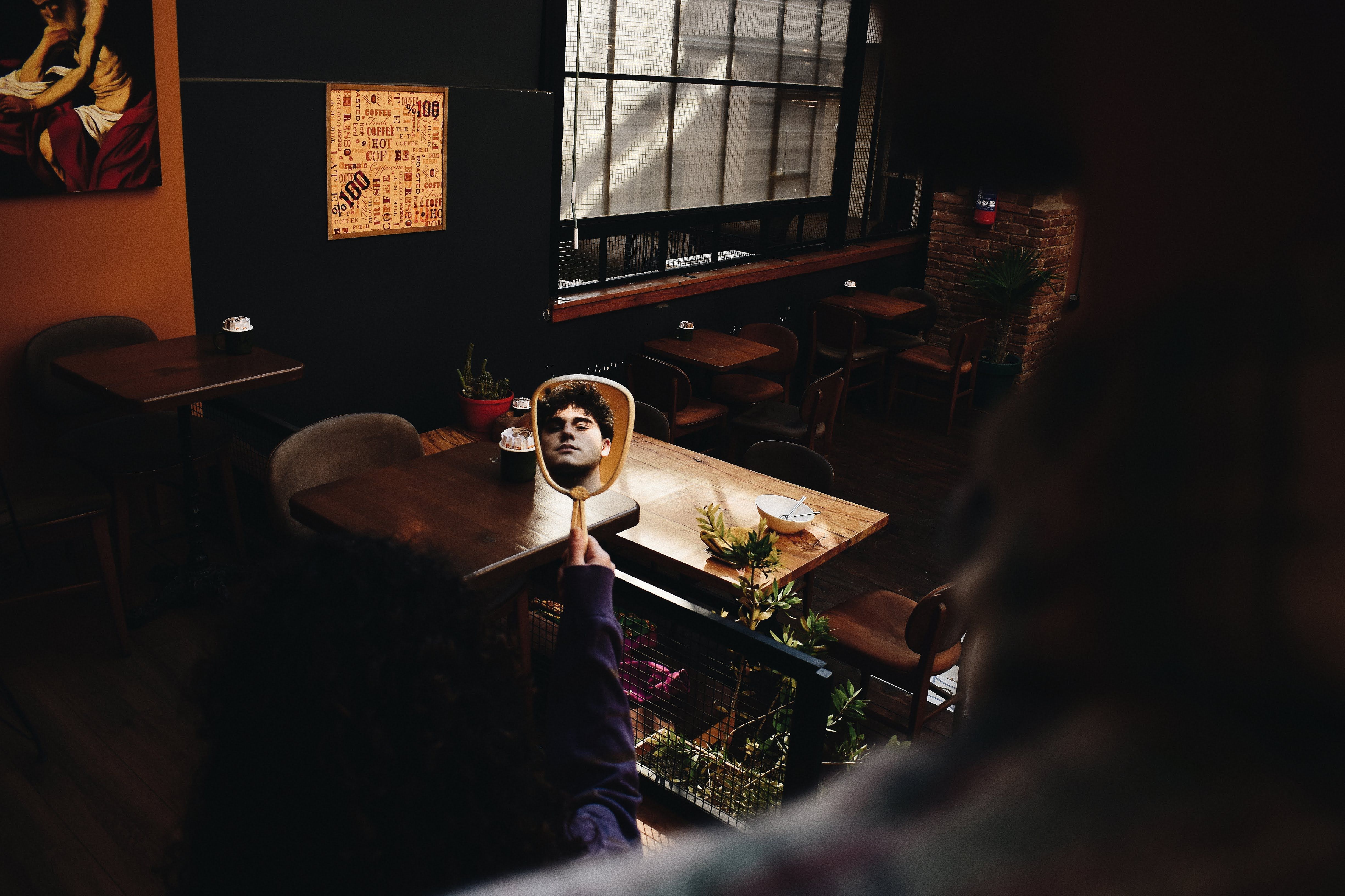 Man Face in Mirror in Room · Free Stock Photo