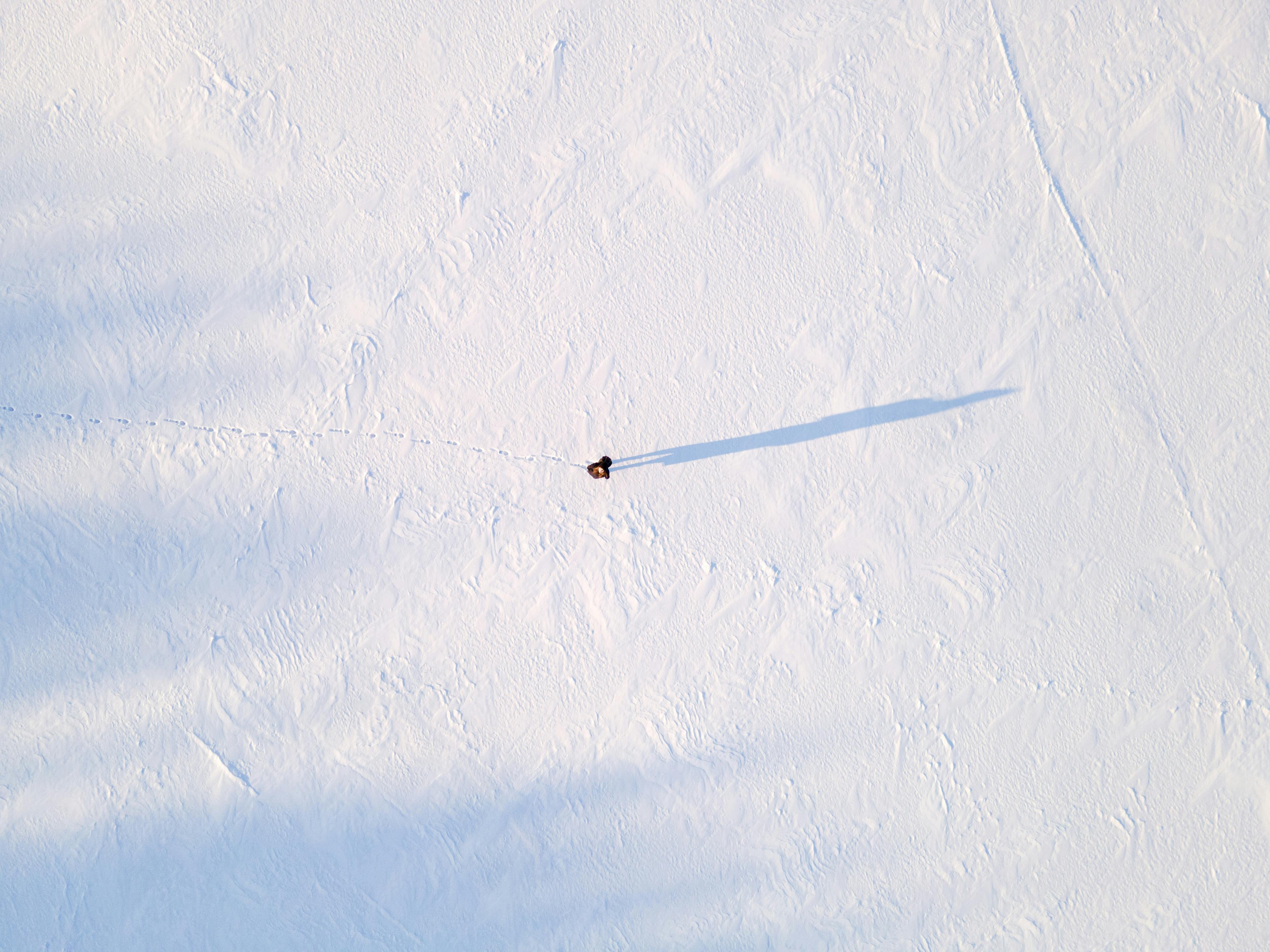 Aerial View of a Snow-Covered Field · Free Stock Photo