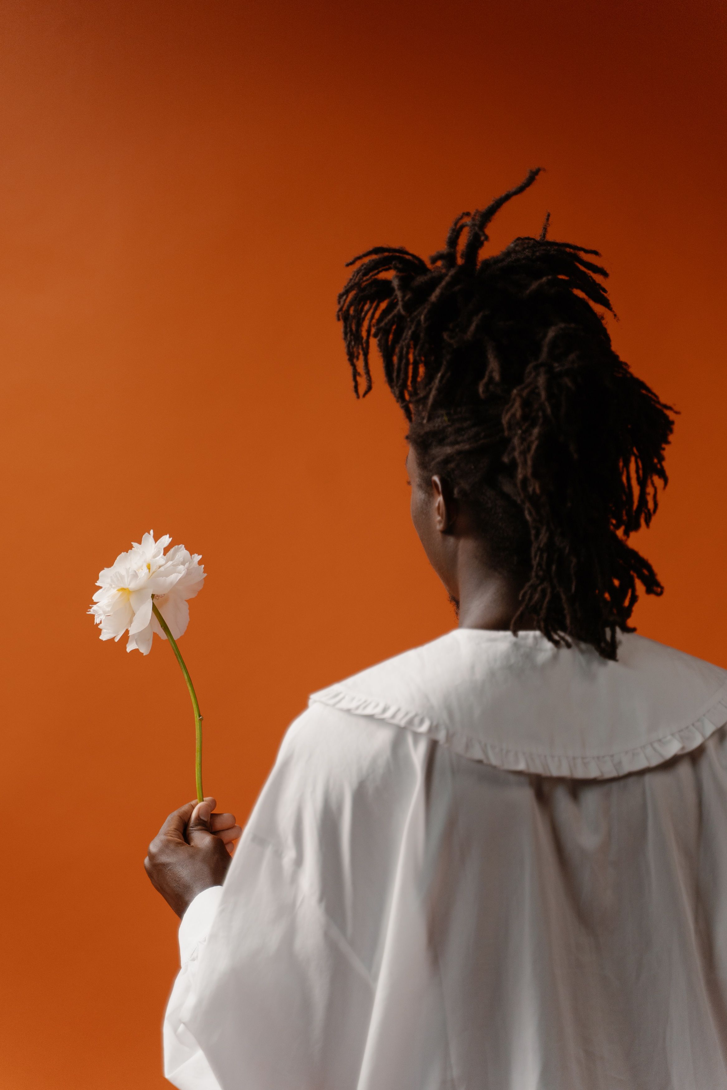Person with Dreadlock Hair Holding a White Flower · Free Stock Photo