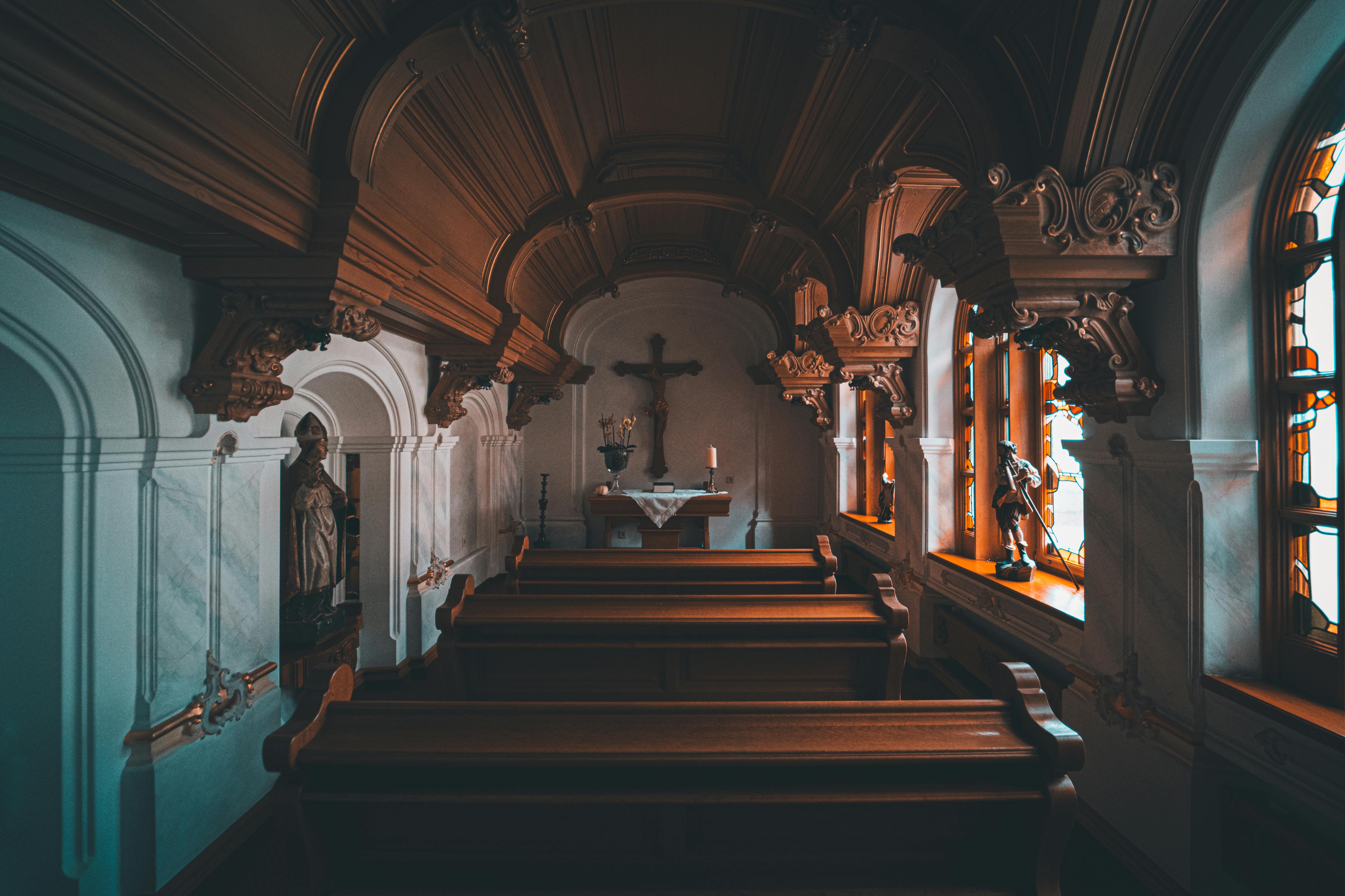 Brown Wooden Benches Inside the Church · Free Stock Photo