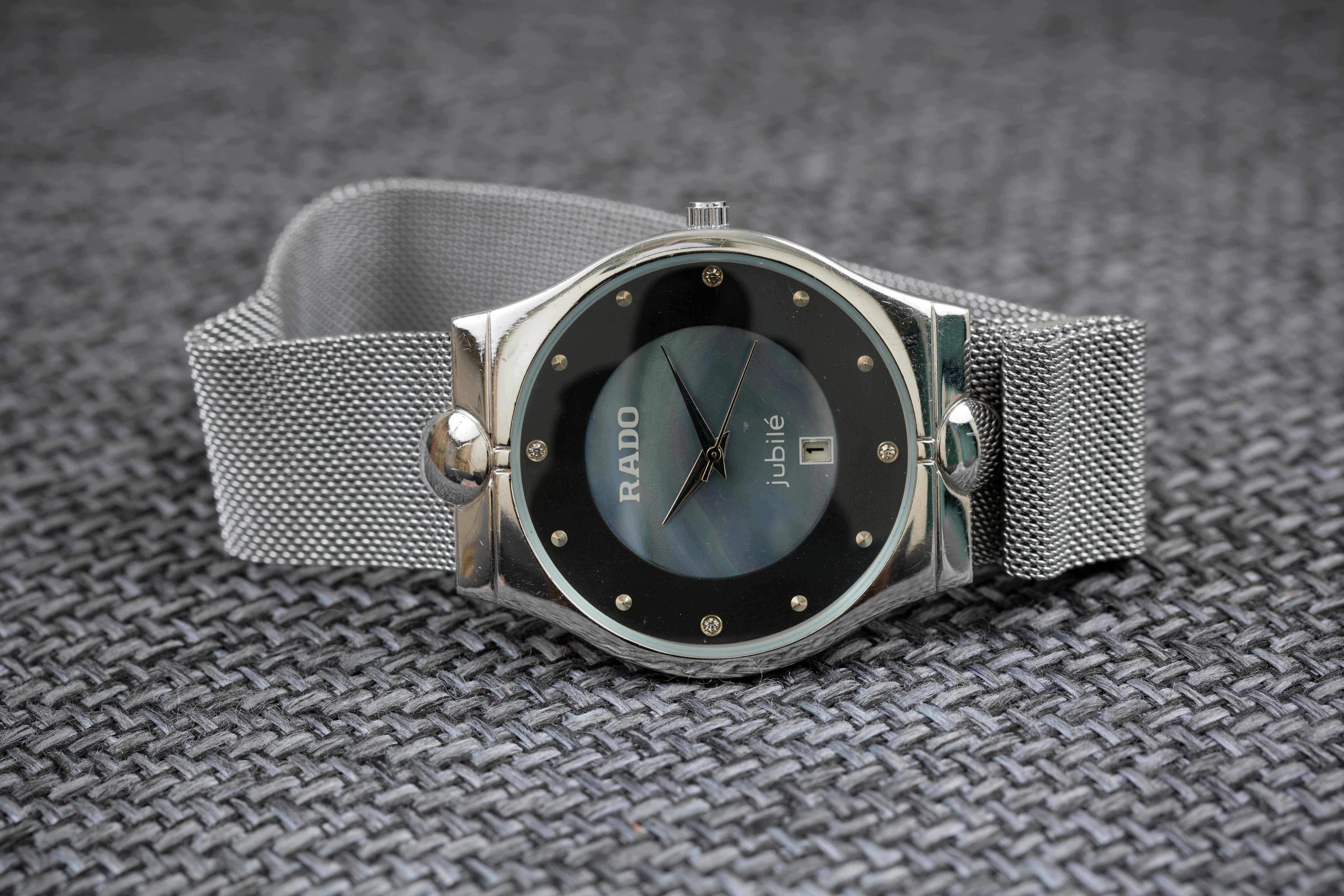 Round Gold-colored Rado Analog Watch With Link Band · Free Stock Photo