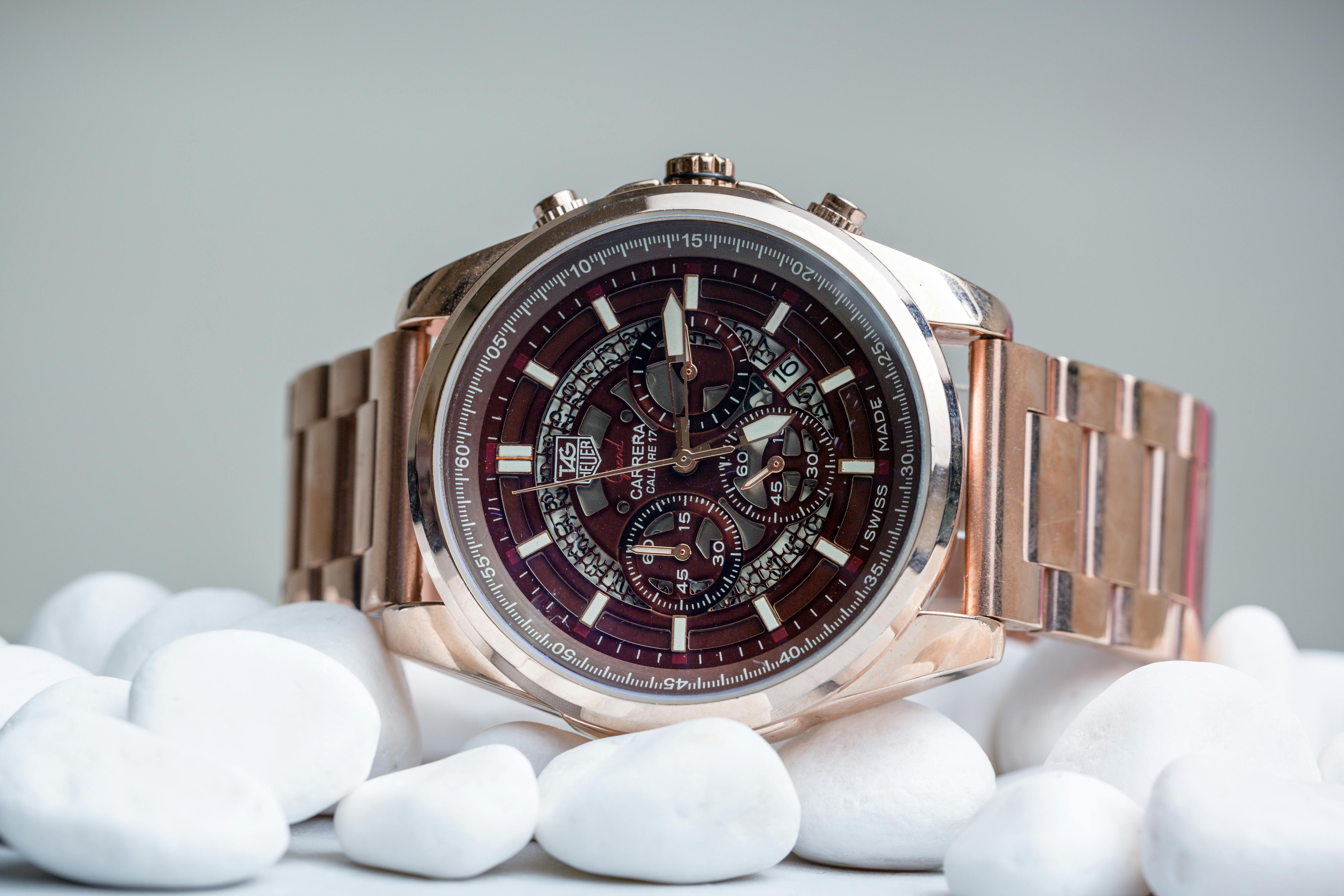 Black Chronograph Wristwatch on a Keyboard · Free Stock Photo