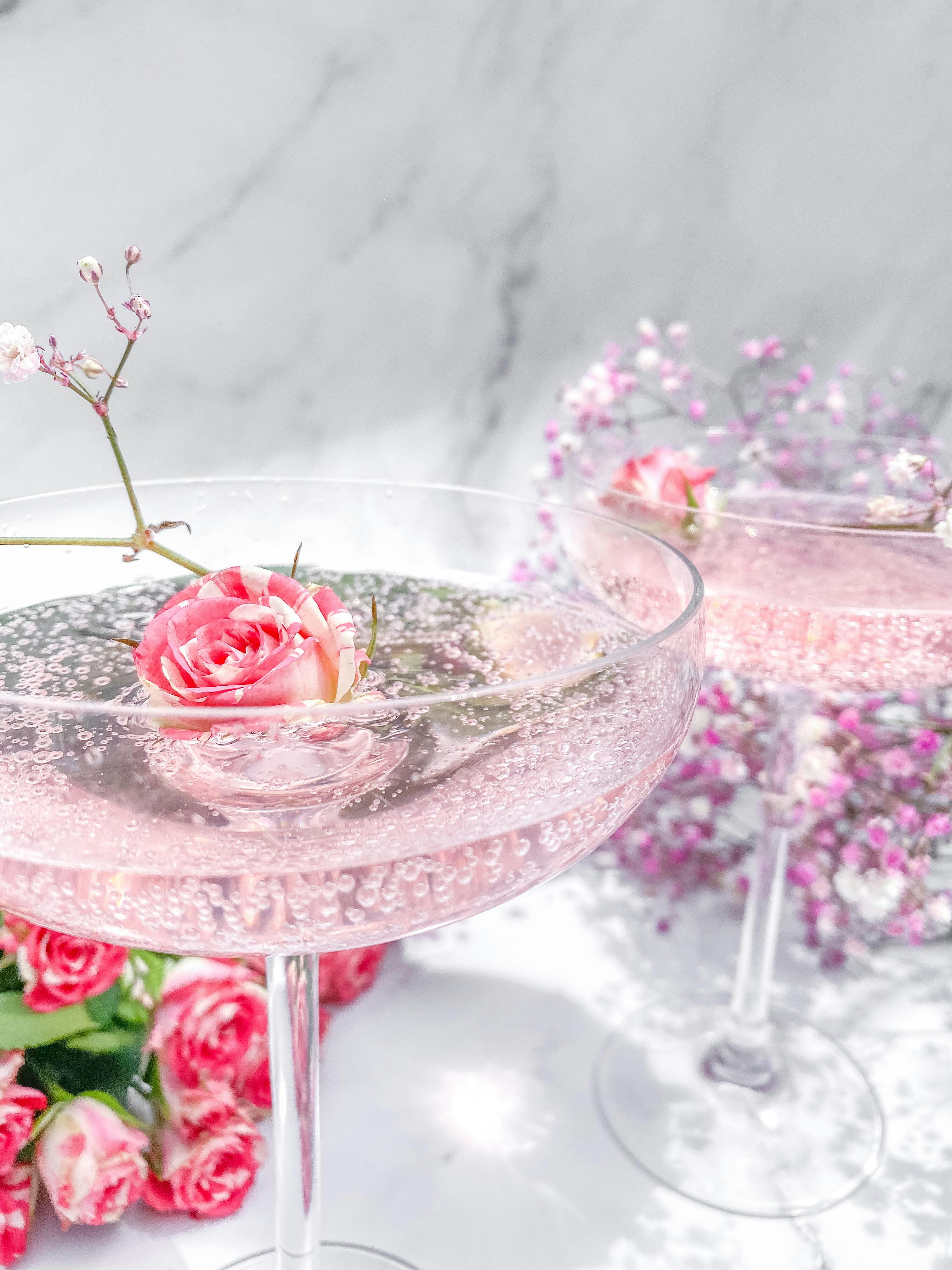 Pink Rose in a Sparkling Wine Glass · Free Stock Photo