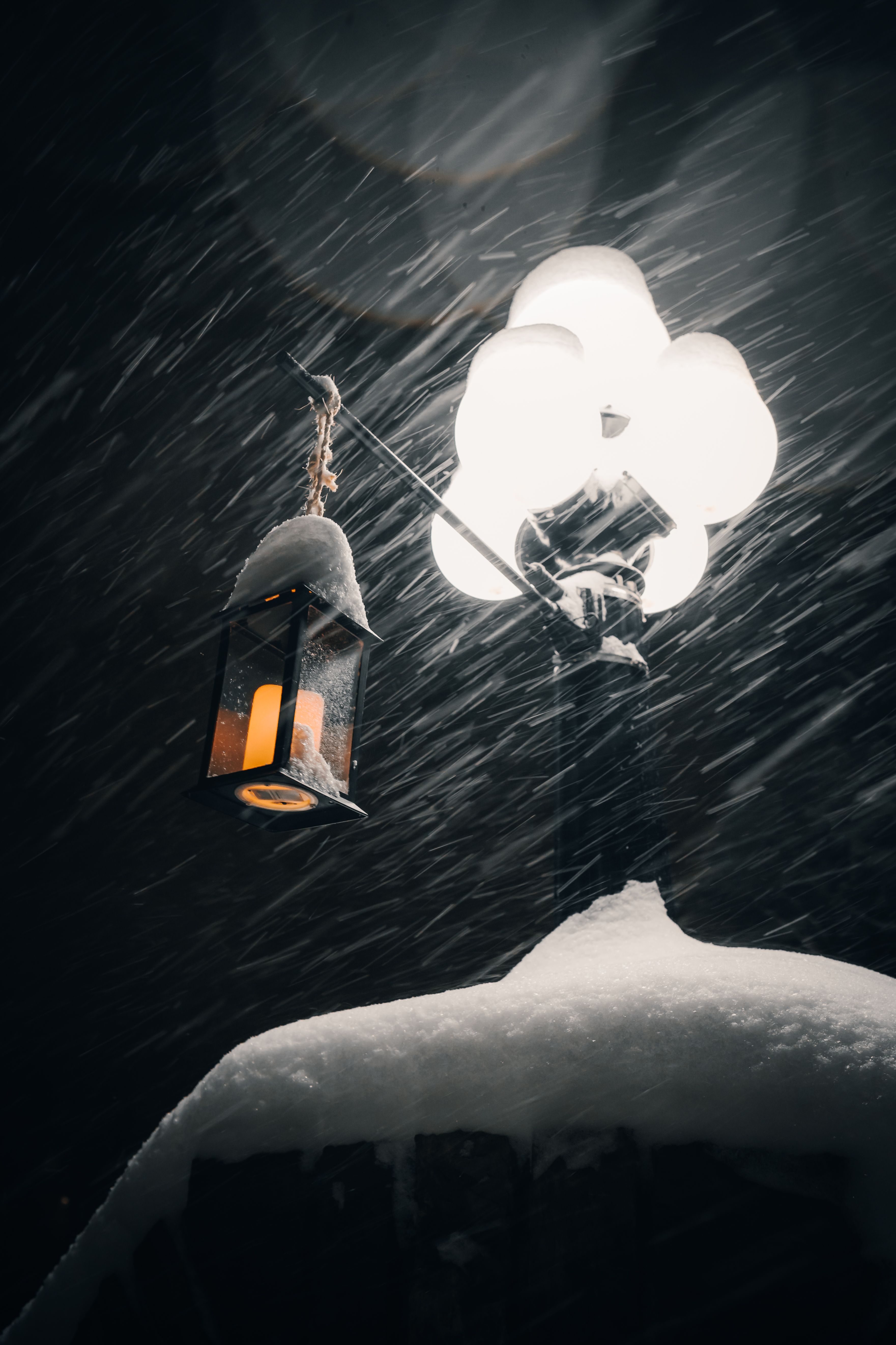 Street Light and Lantern in Snow · Free Stock Photo