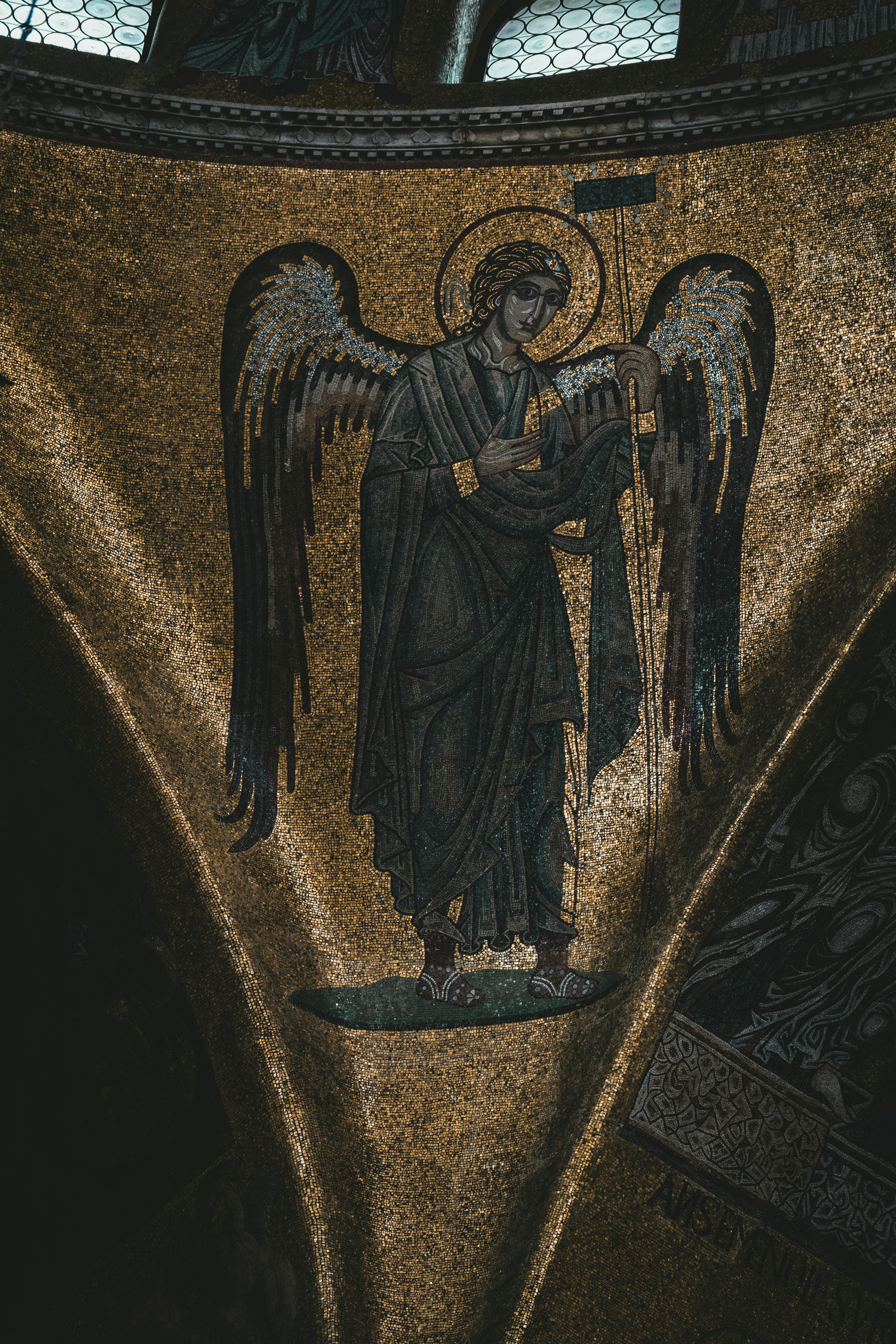 Angel Painting Inside a Church Column · Free Stock Photo