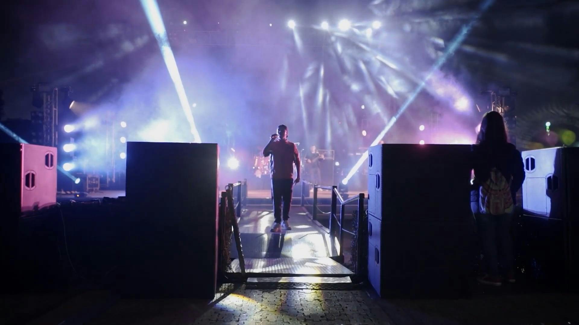 Drone Footage of a Concert Performance at the Stadium with the Audience ...
