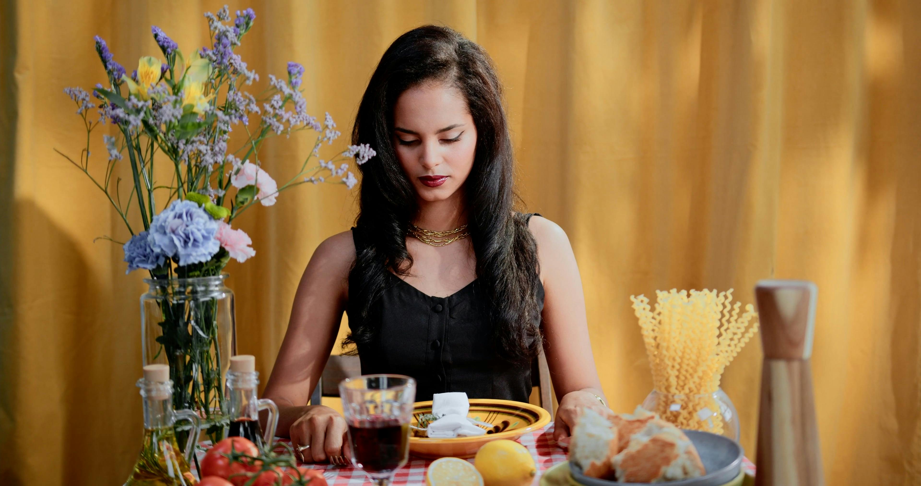 A Woman Sitting at the Dining Table Free Stock Video Footage, Royalty ...