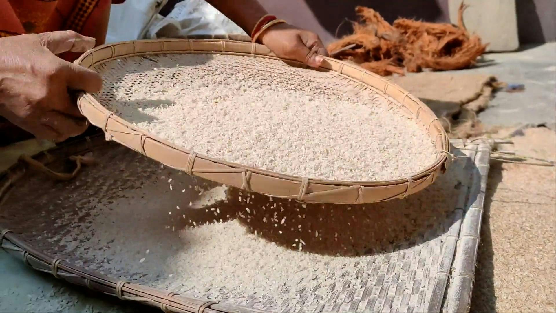 African Woman Sifting Rice, Traditional Method Free Stock Video Footage ...